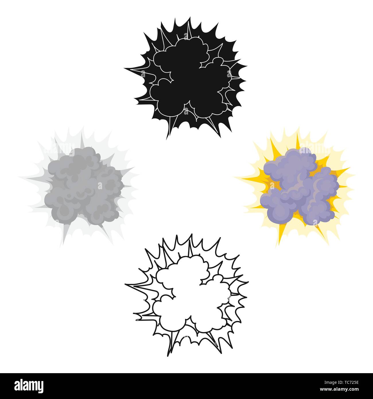 Explosion icon in cartoon,black design isolated on white background ...