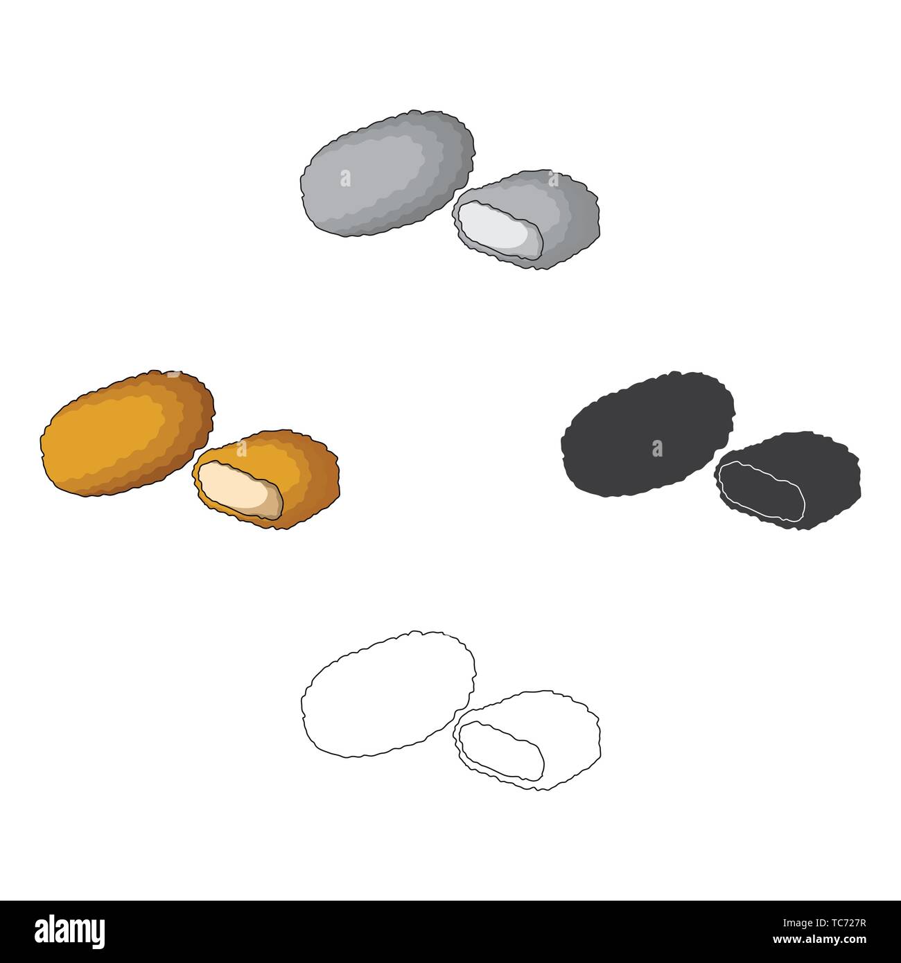 Nugget, single icon in cartoon,black style.Nugget, vector symbol stock ...