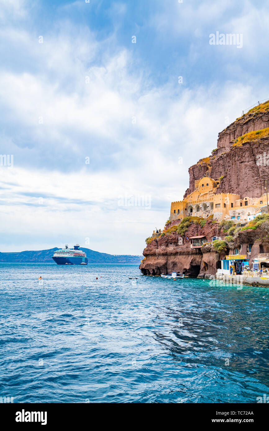 Port of Santorini Island in Greece, in Thira, the capital city Stock ...