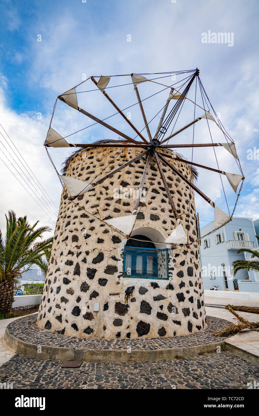 Santorini greece island thira windmill hi-res stock photography and ...