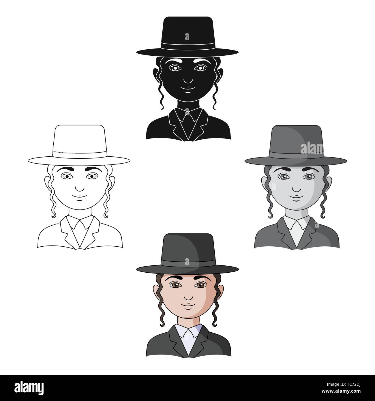 Jew.Human race single icon in cartoon,black style vector symbol stock ...