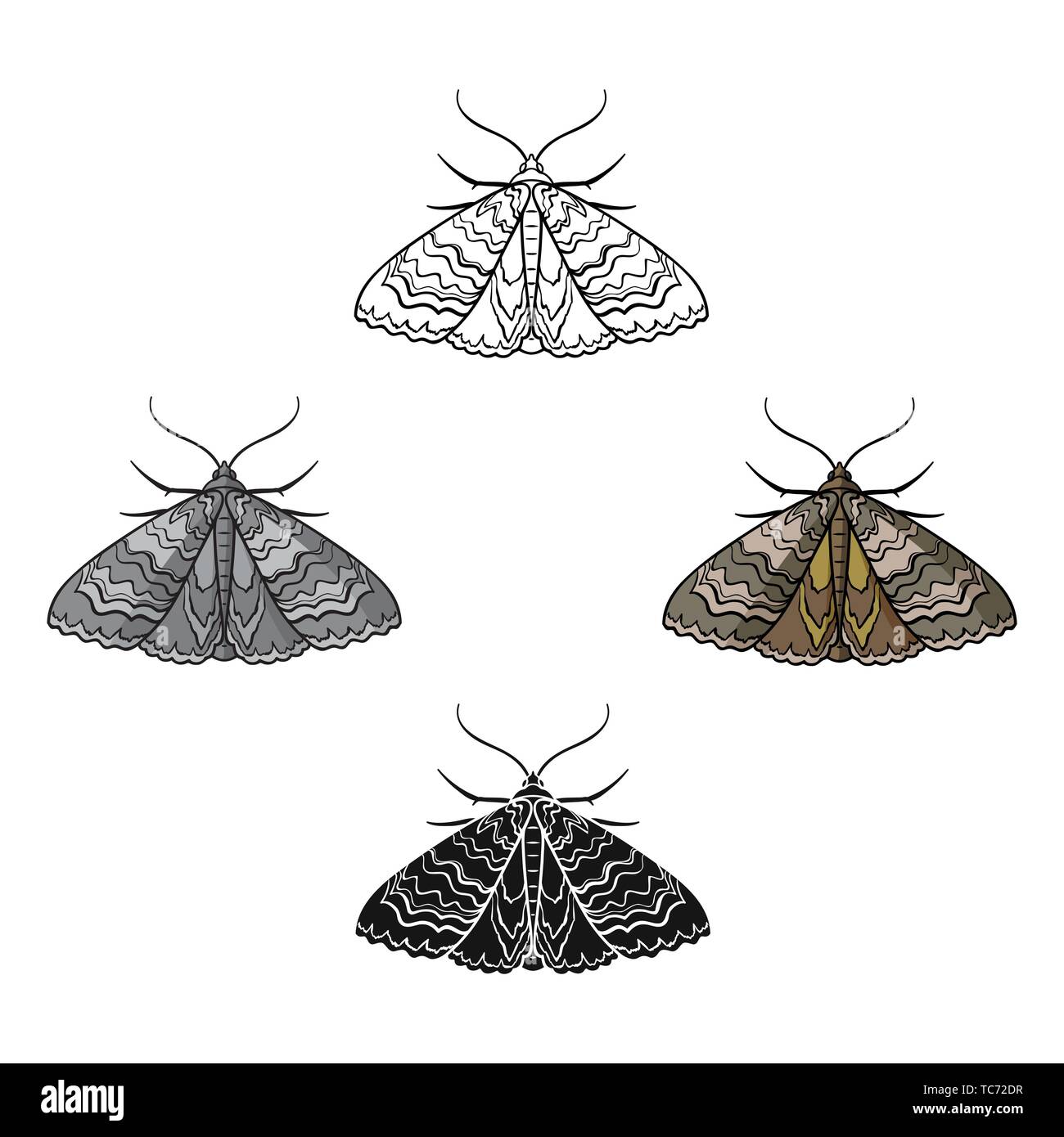 Moth icon in cartoon,black design isolated on white background. Insects ...