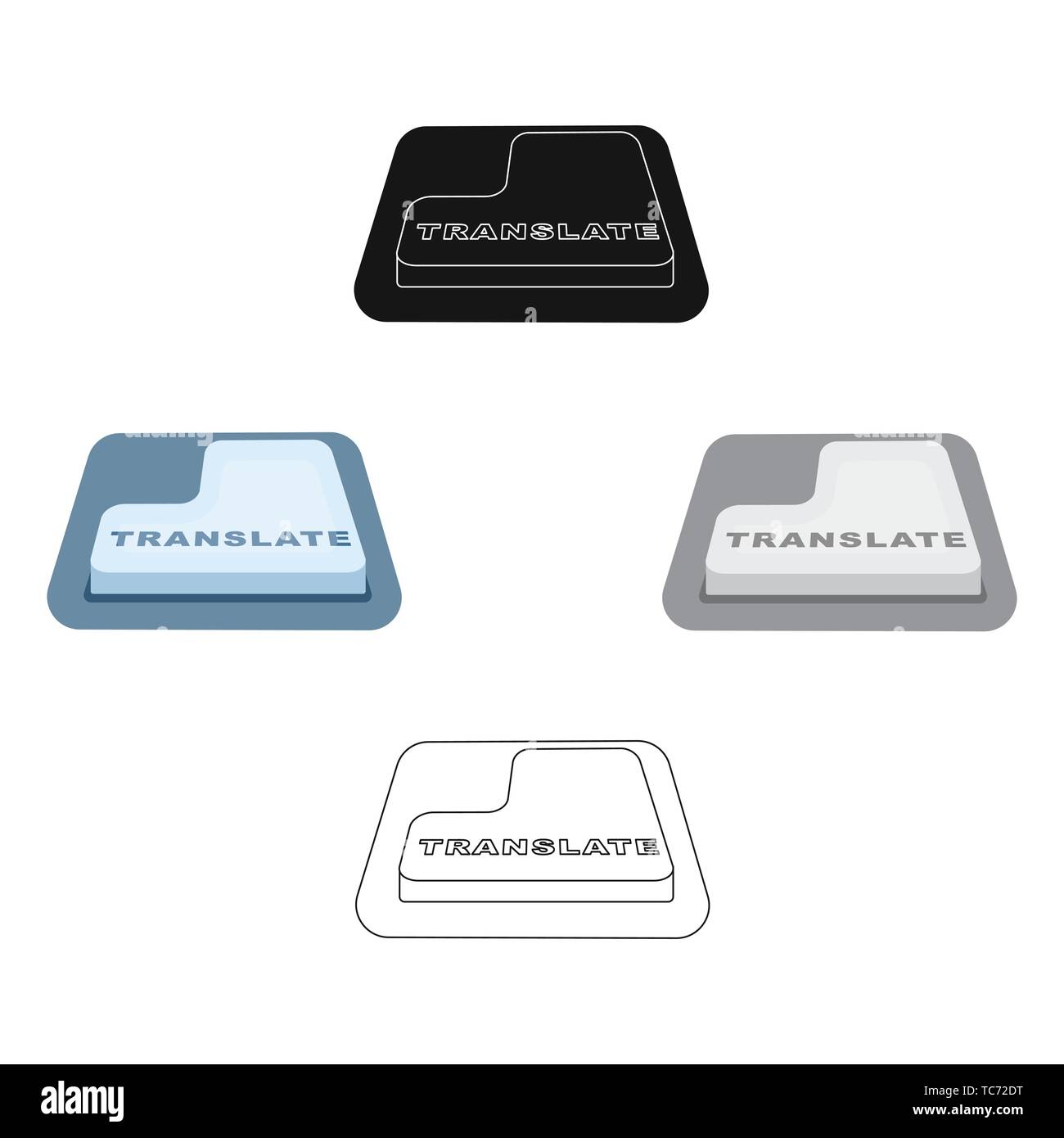 Translate button icon in cartoon,black design isolated on white ...