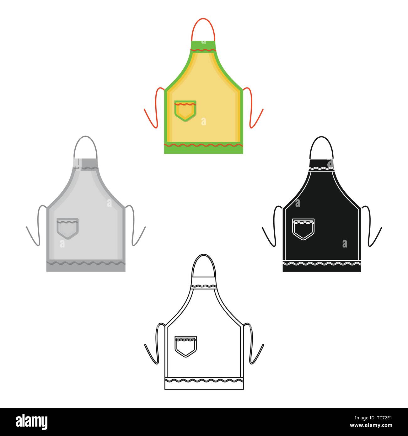 Apron icon in cartoon,black style isolated on white background. Kitchen ...