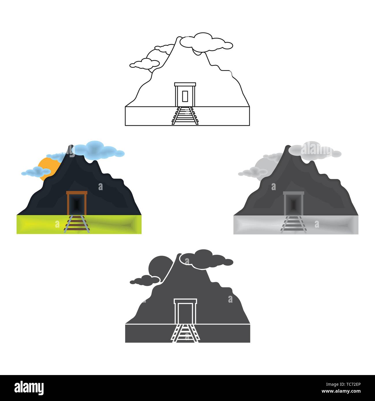 Mine icon in cartoon,black style isolated on white background. Mine ...