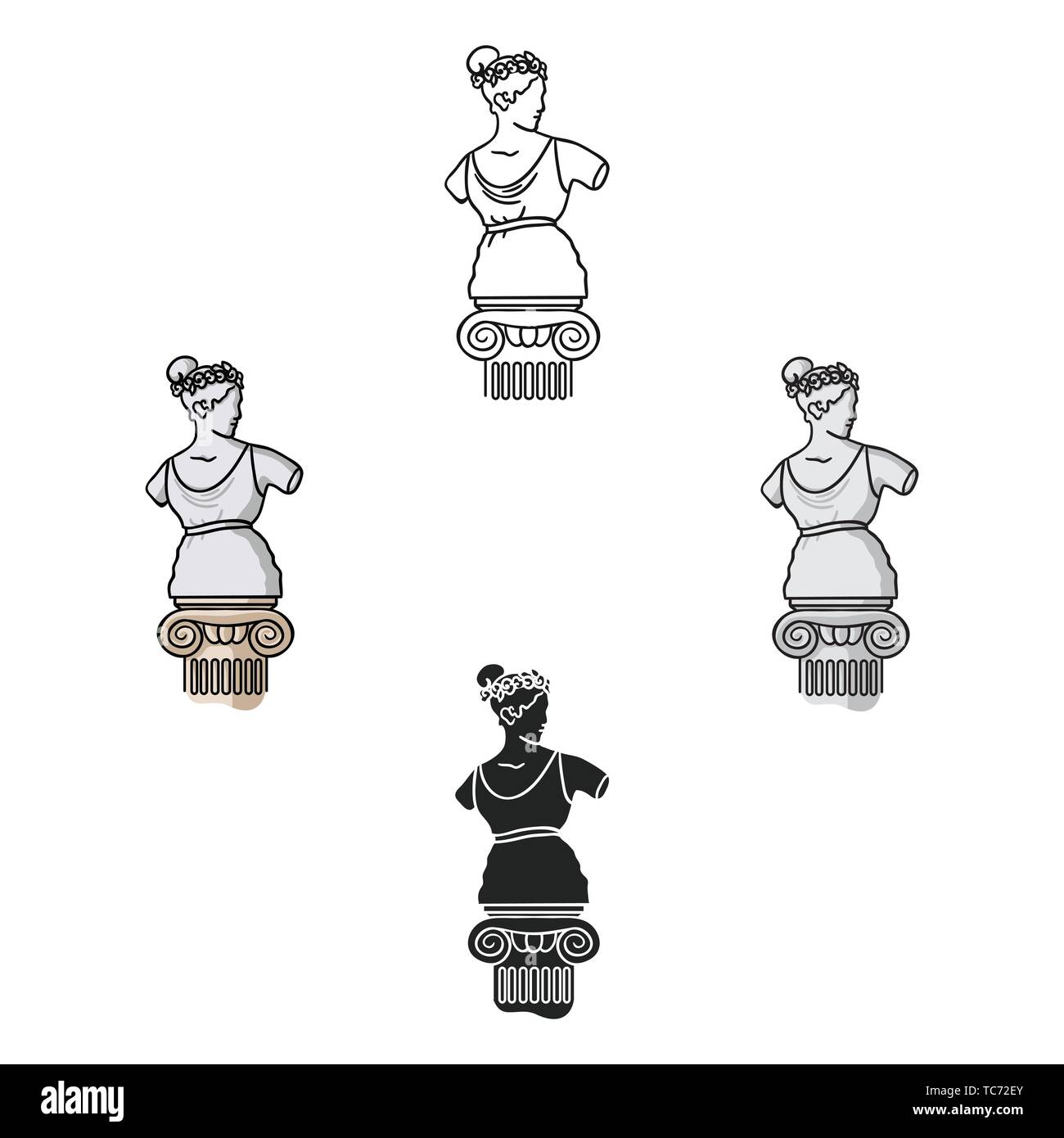 Statue icon in cartoon,black style isolated on white background. Museum ...