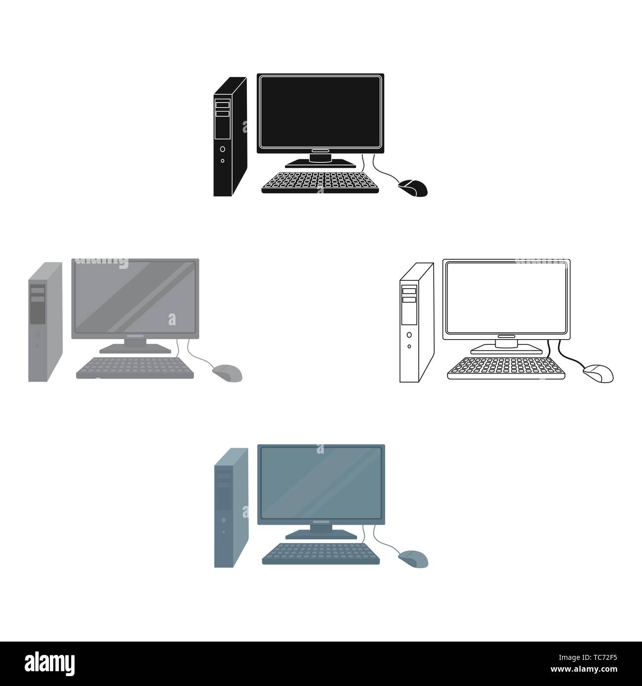 Personal computer icon in cartoon,black style isolated on white ...