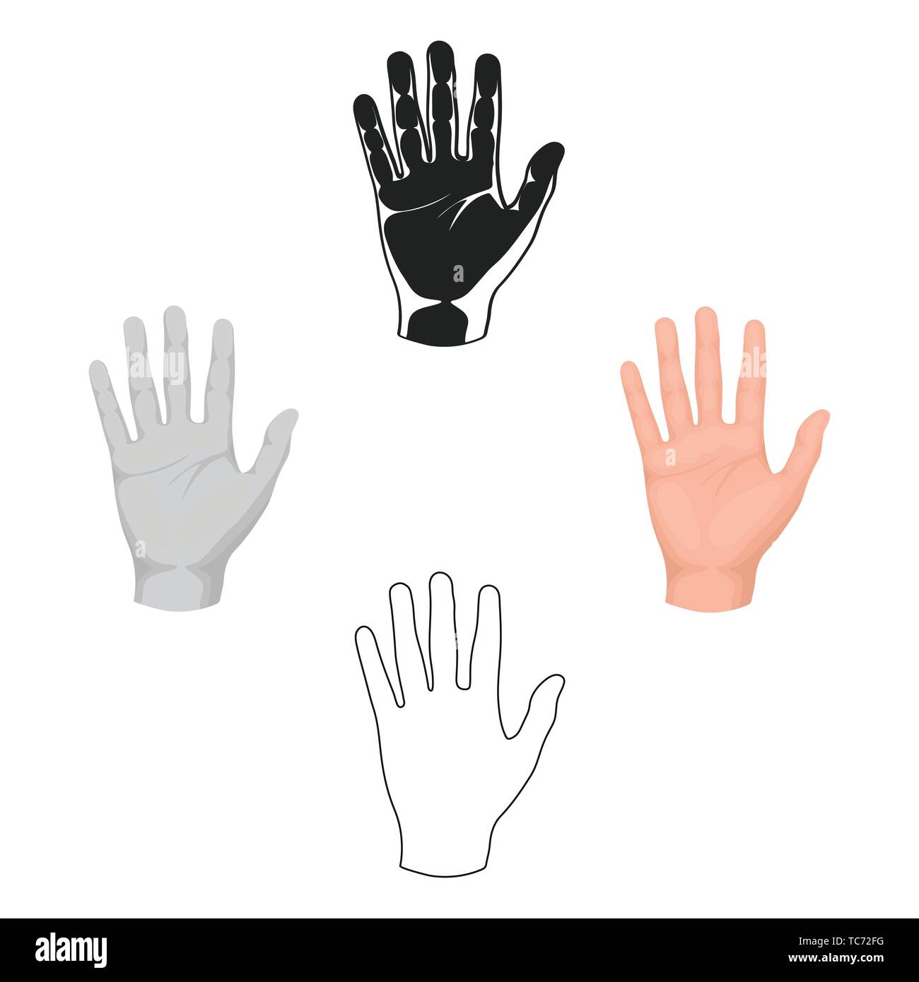 Hand icon in cartoon,black style isolated on white background. Part of ...