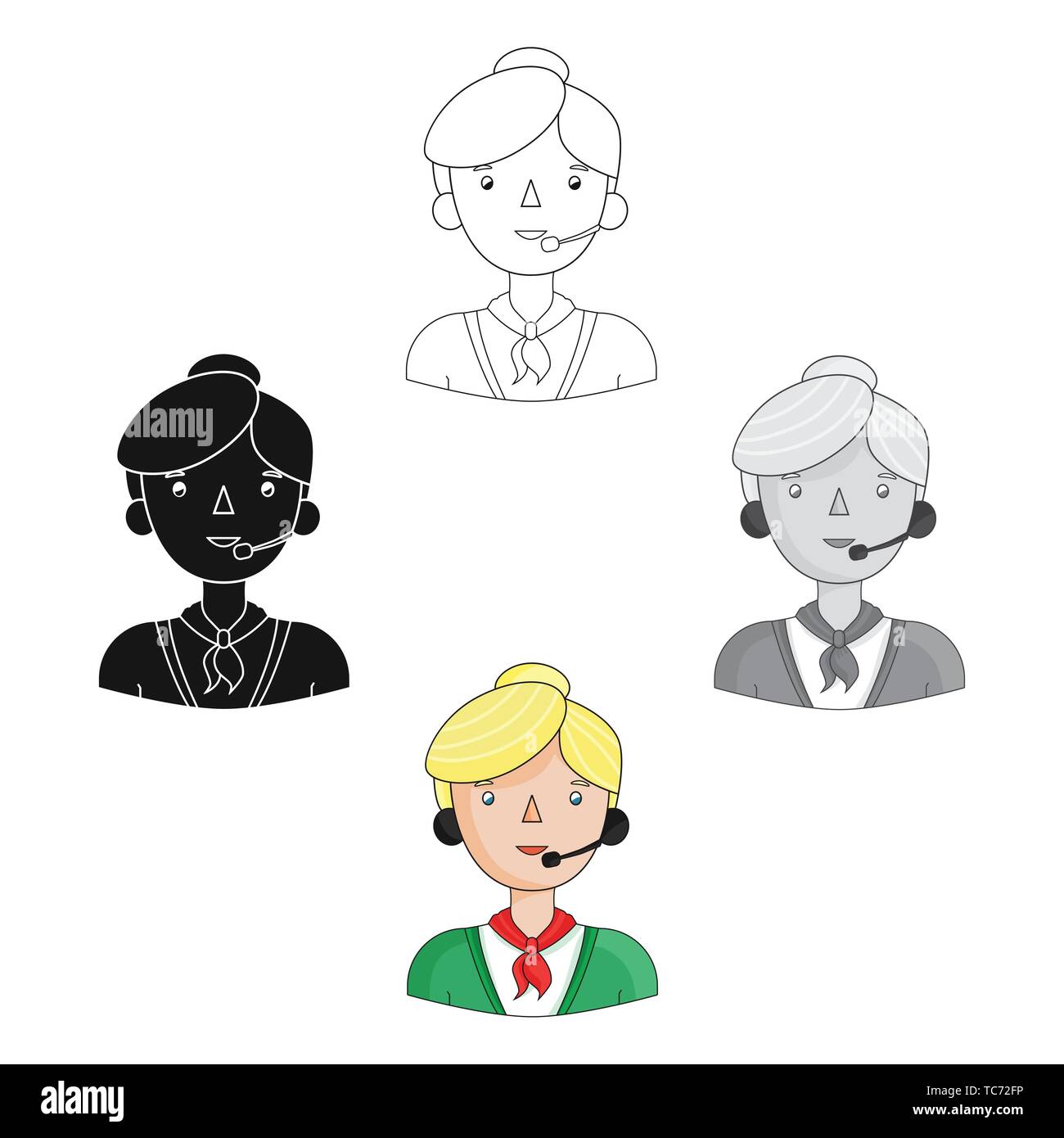 Call center operator icon in cartoon,black style isolated on white ...