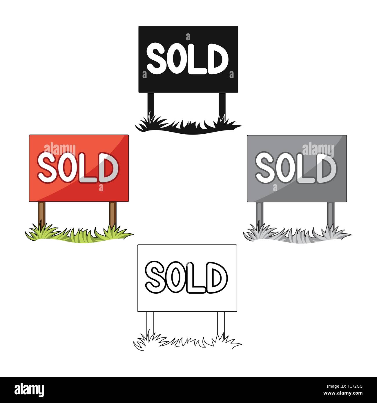 Signboard-sold.Realtor single icon in cartoon,black style vector symbol ...