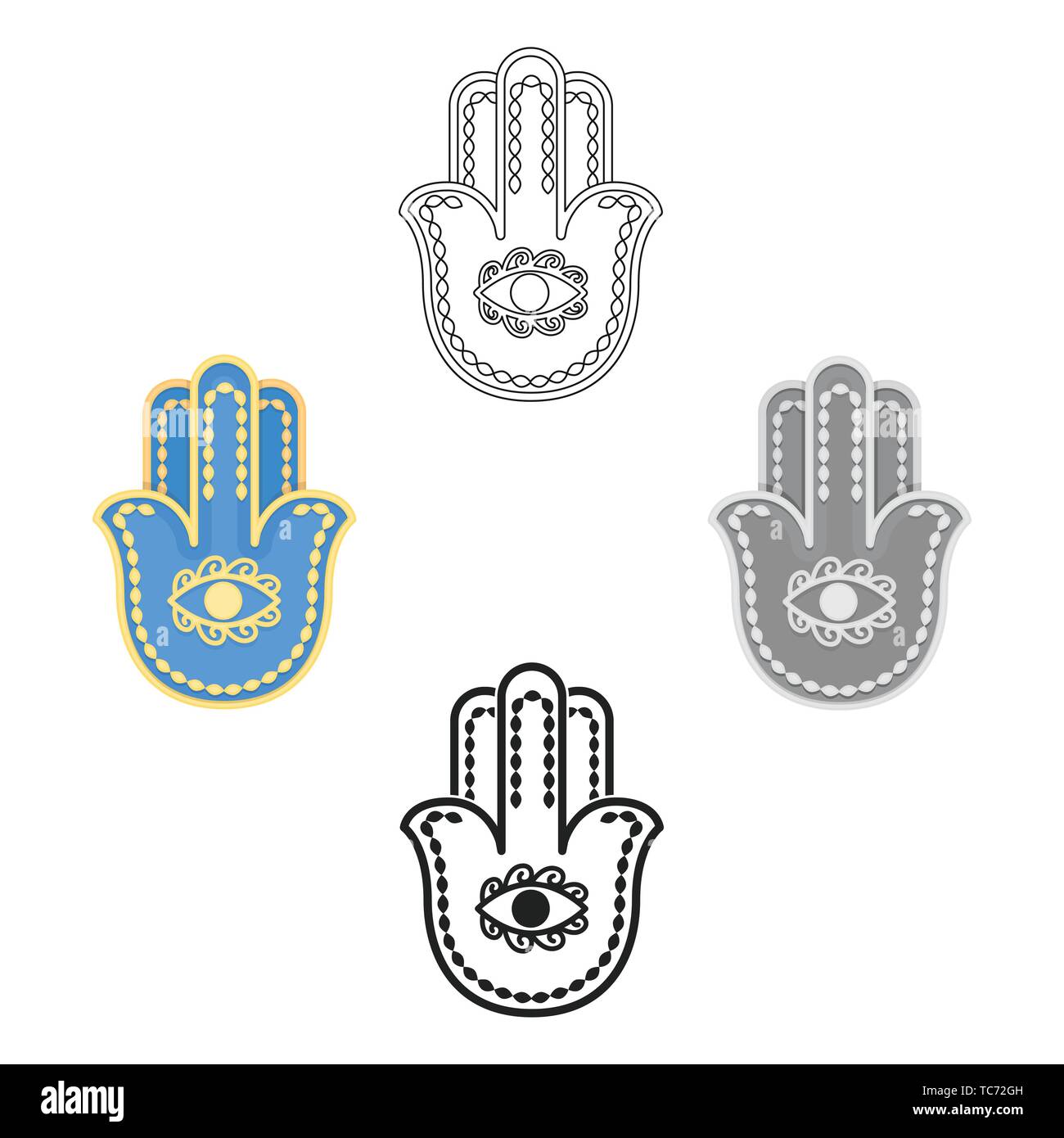 Hamsa icon in cartoon,black style isolated on white background ...