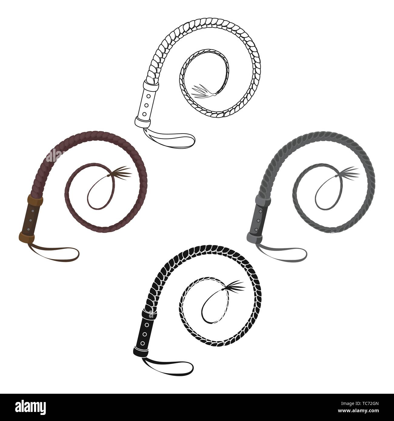 Whip icon in cartoon,black design isolated on white background. Rodeo ...