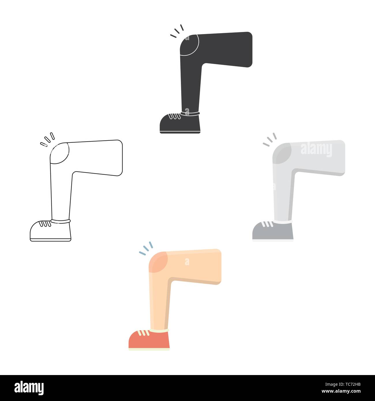 Knee injury icon cartoon,black. Single sick icon from the big ill ...