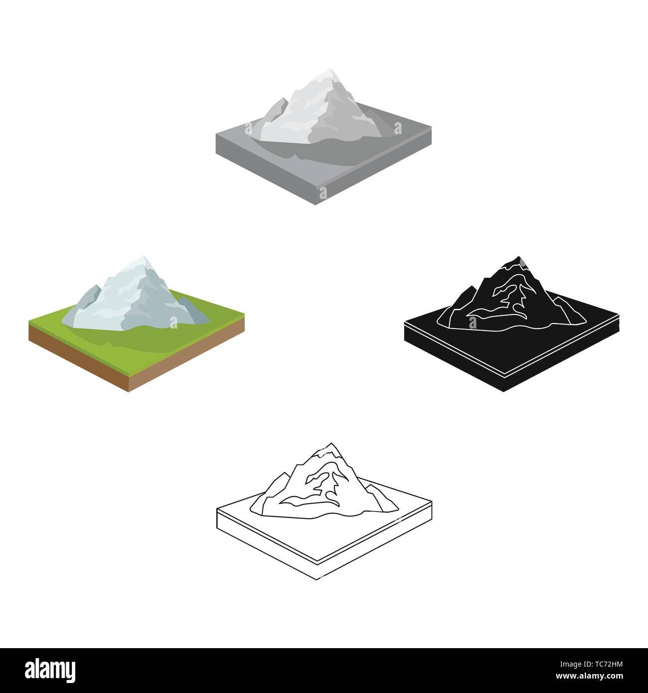 Mountains, rocks and landscape. Relief and mountains single icon in ...