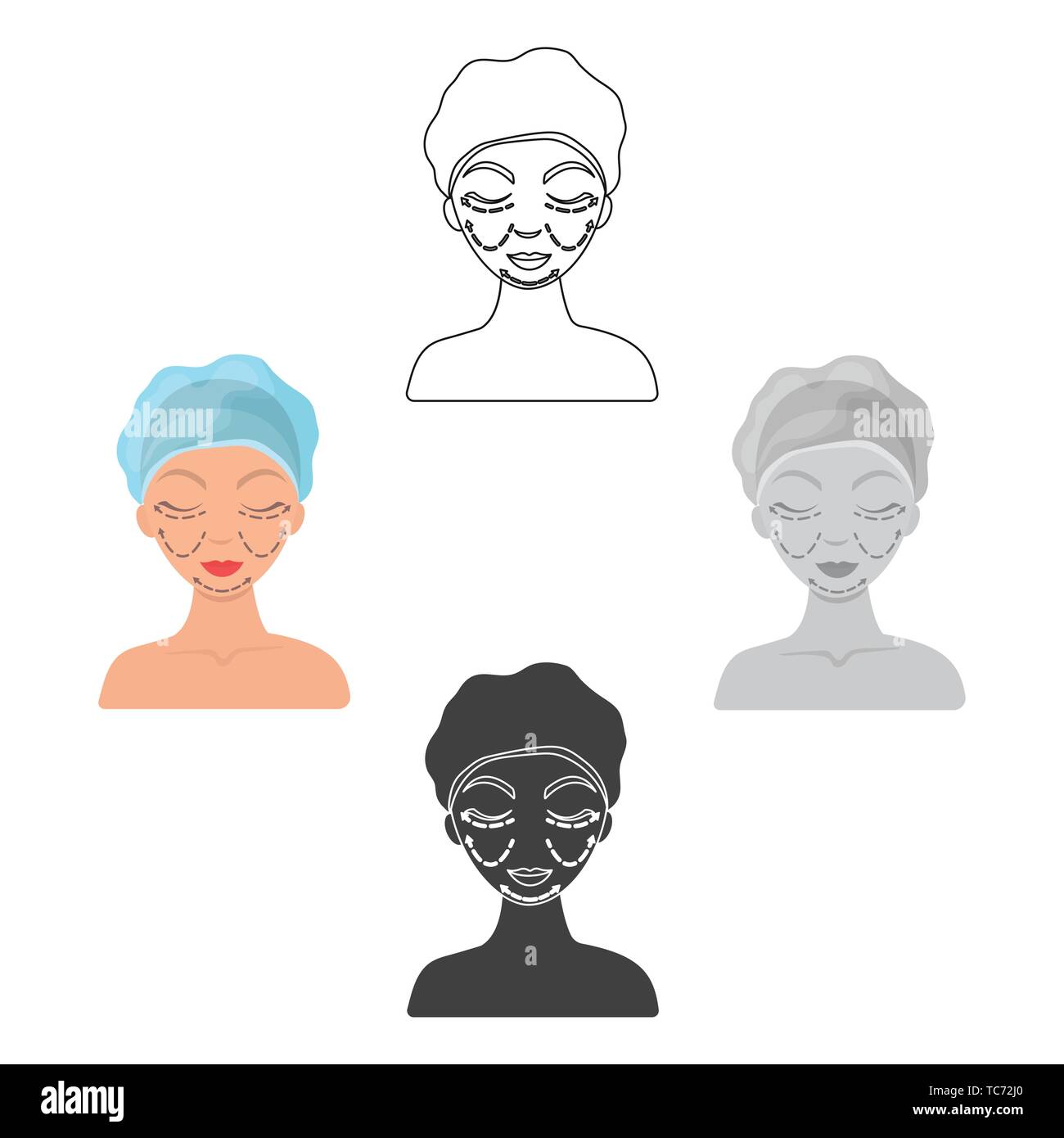 Cosmetic plastic surgery icon in cartoon,black style isolated on white ...
