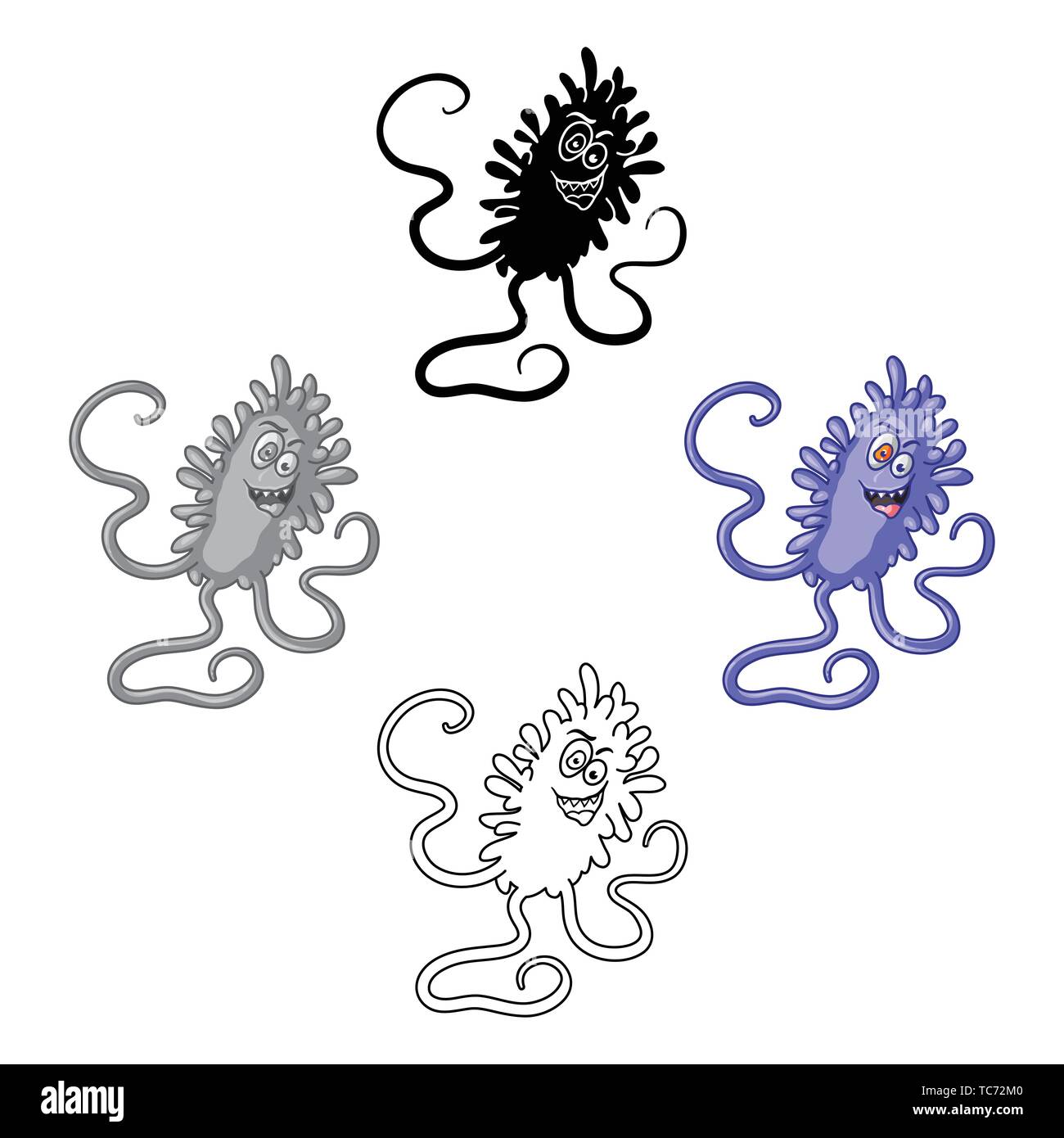 Violet virus icon in cartoon,black design isolated on white background ...