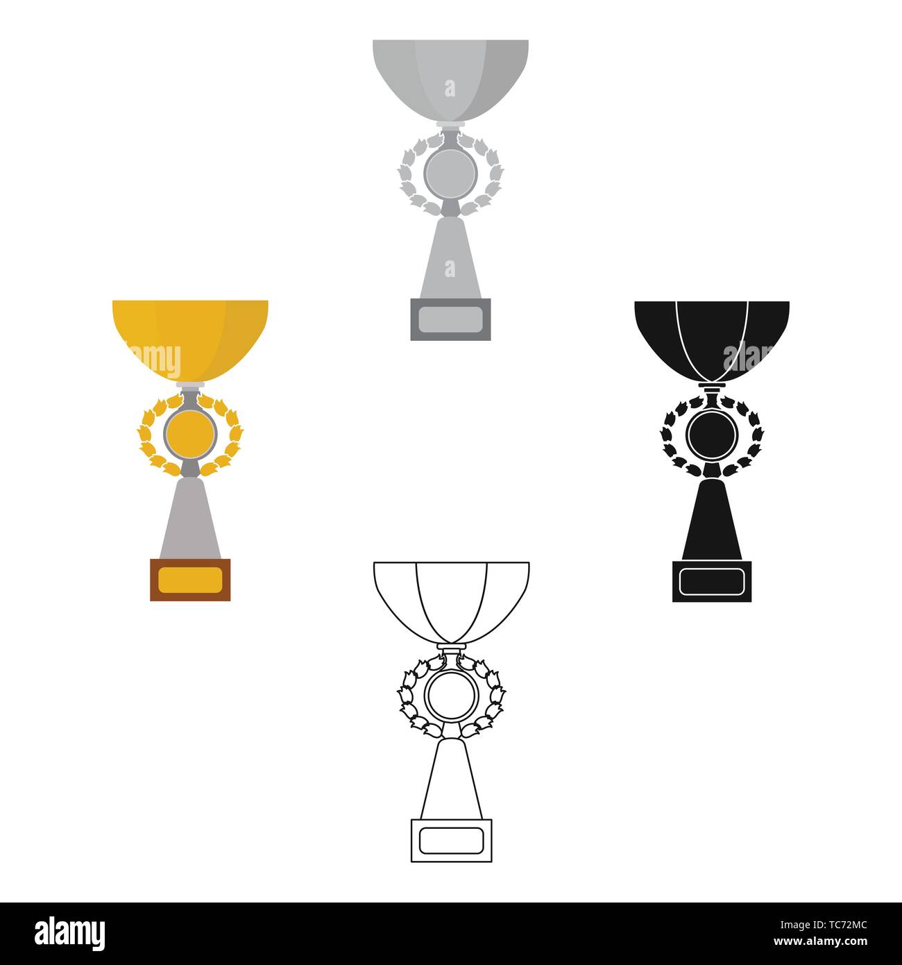 Gold cup icon in cartoon,black style isolated on white background ...