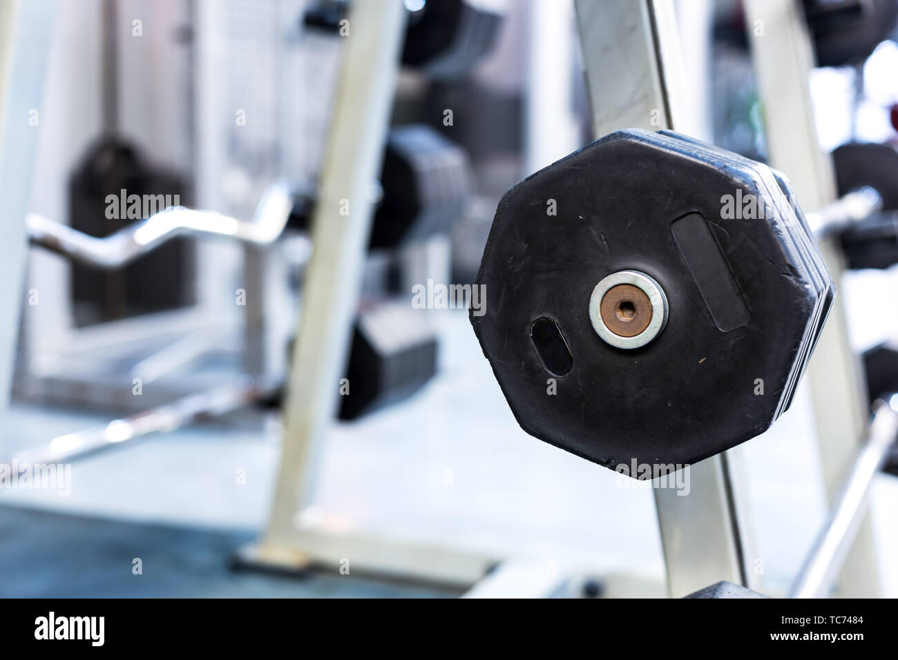 equipment for power exercise in modern gym Stock Photo - Alamy