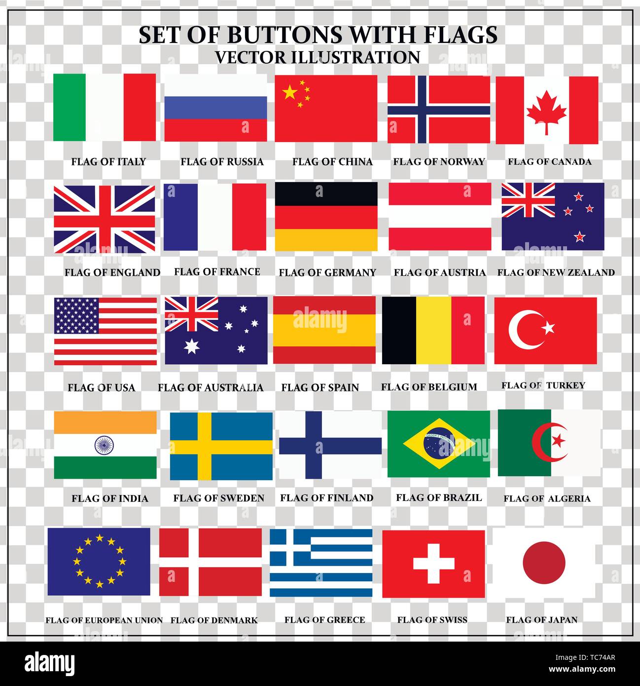 Bright set of banners with flags. Colorful illustration with flags of ...