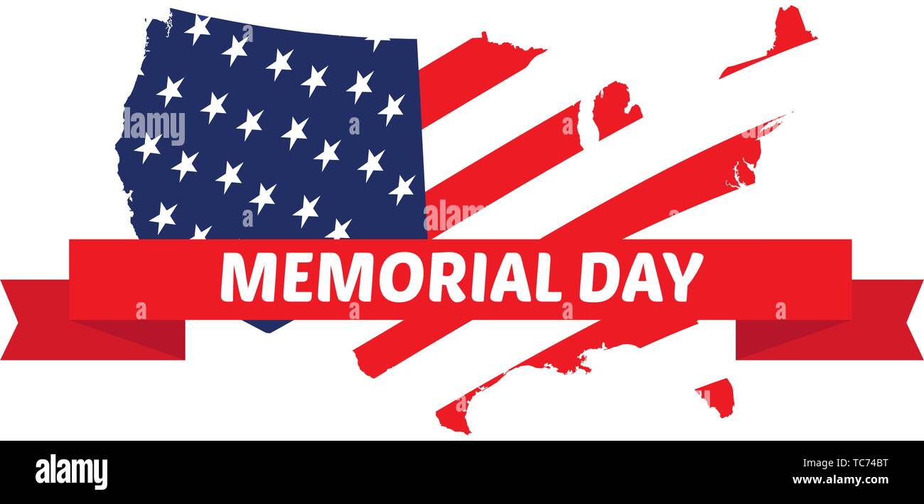 Memorial day banner with a map of United statess - Vector Stock Vector ...