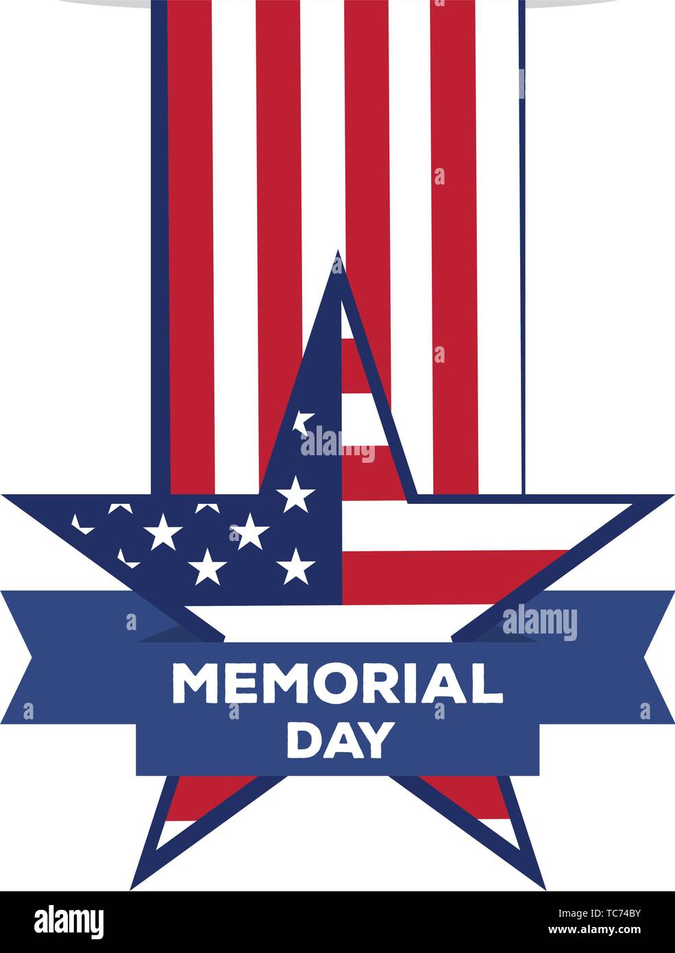 Memorial day banner with a medal and flag of United States - Vector ...