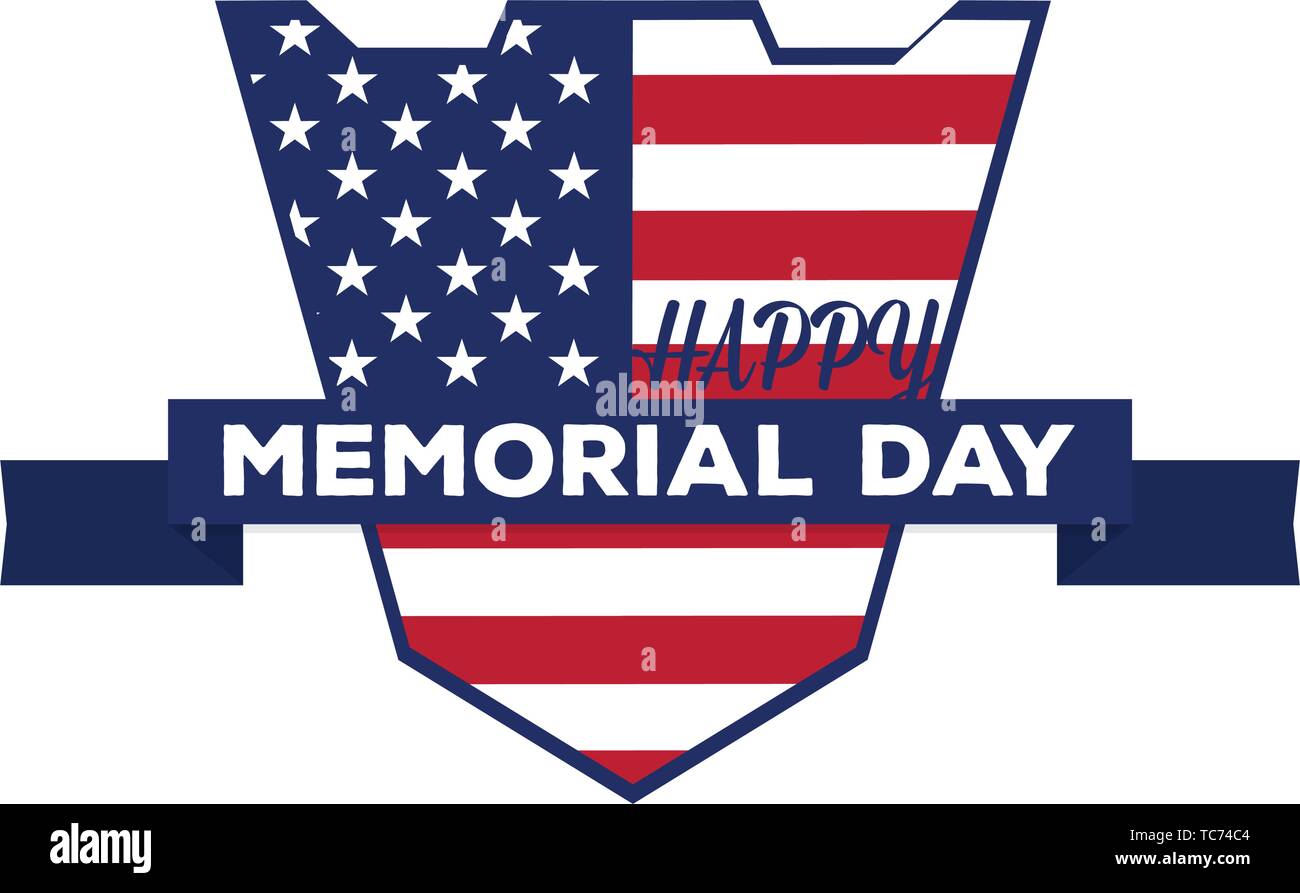 Memorial day banner with a flag of United States shaped a medal ...