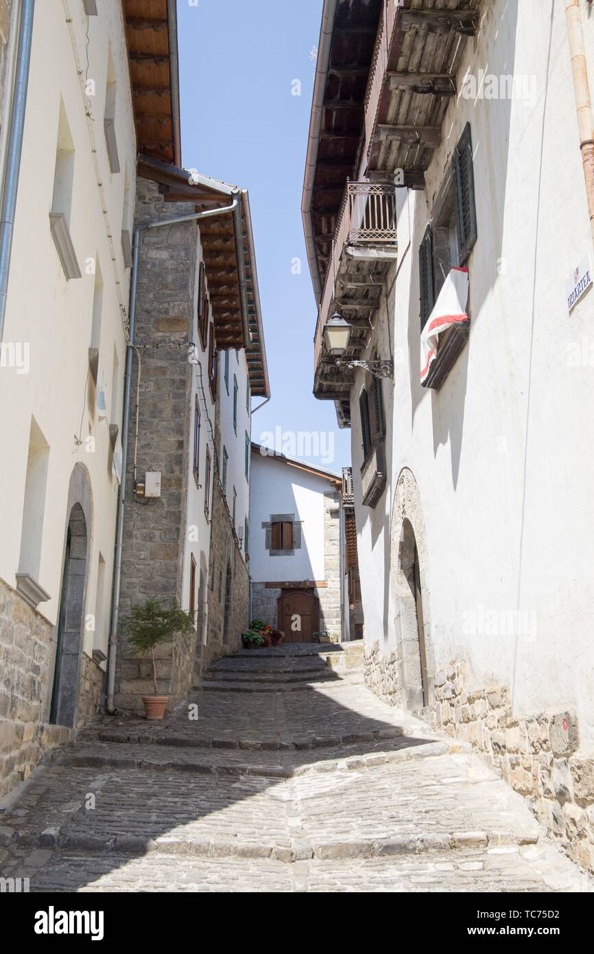 Old architecture in Roncal village Roncal valley in Navarre Spain Stock ...