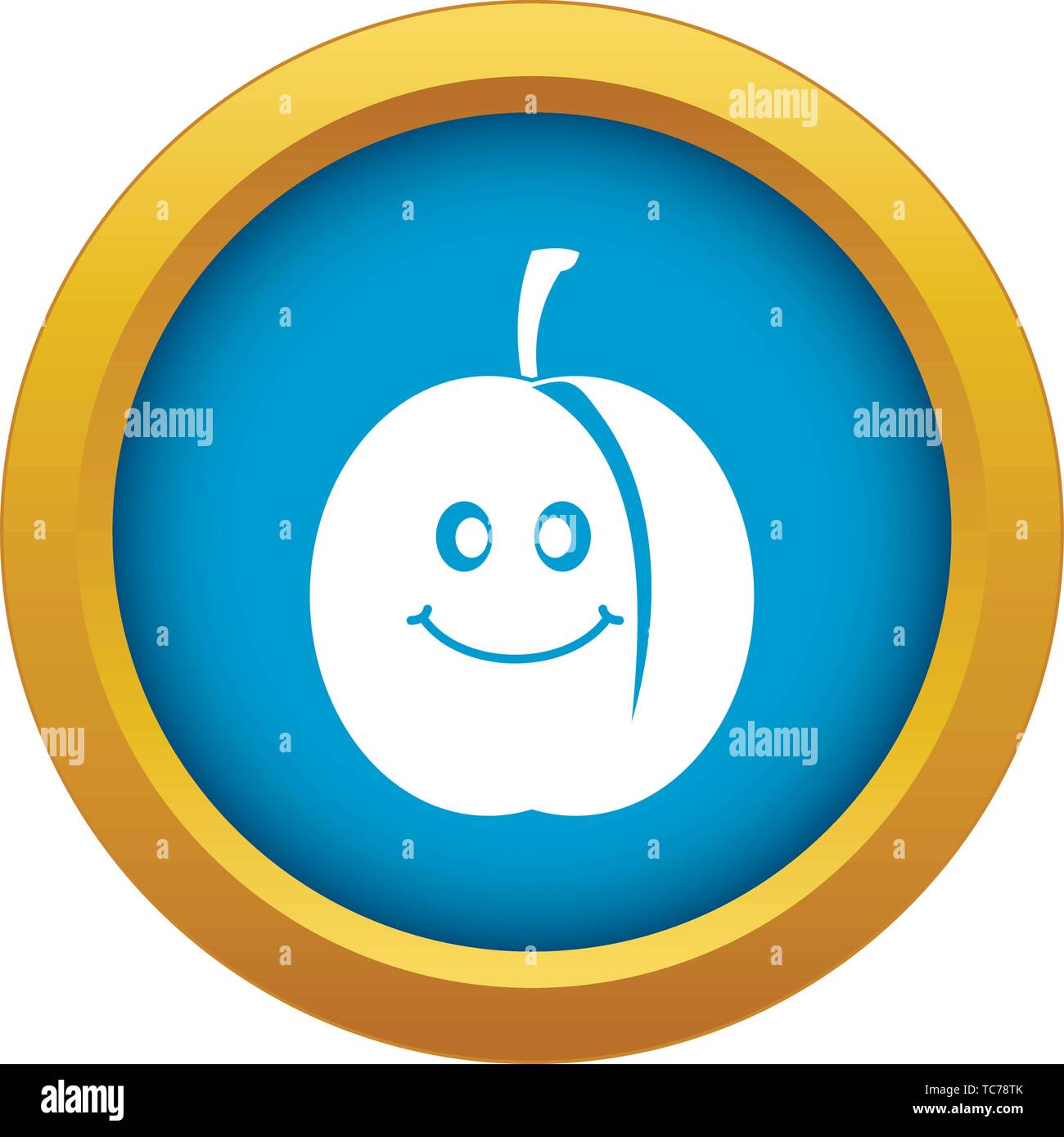 Fresh smiling apricot icon blue vector isolated Stock Vector Image ...