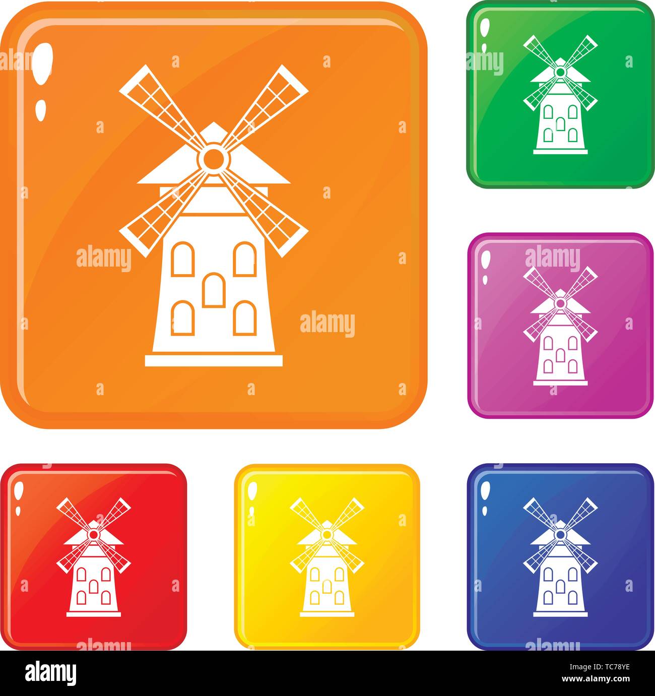 Windmill icons set vector color Stock Vector Image & Art - Alamy