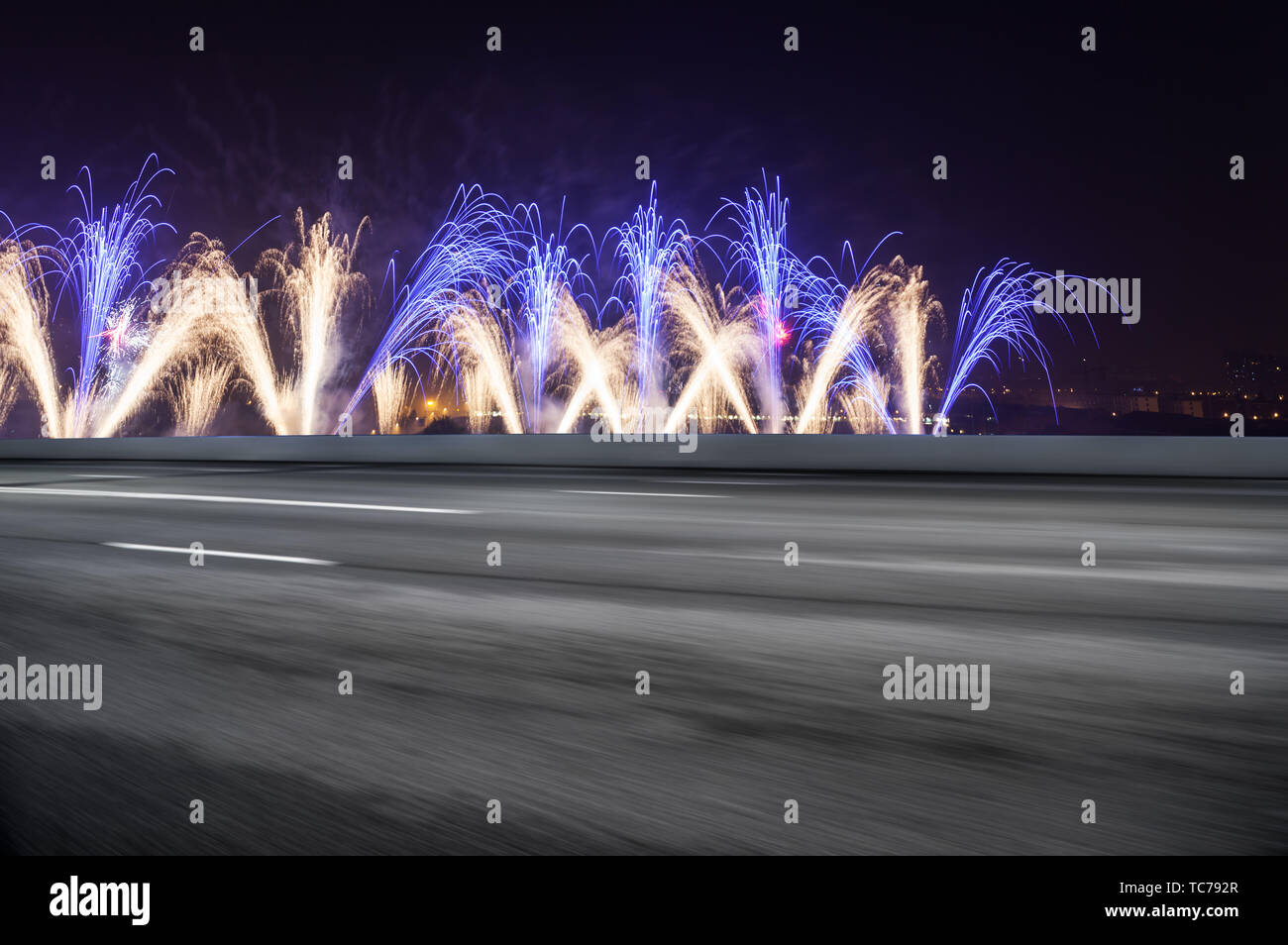 Light sports on fire model and night road festival festival traffic ...