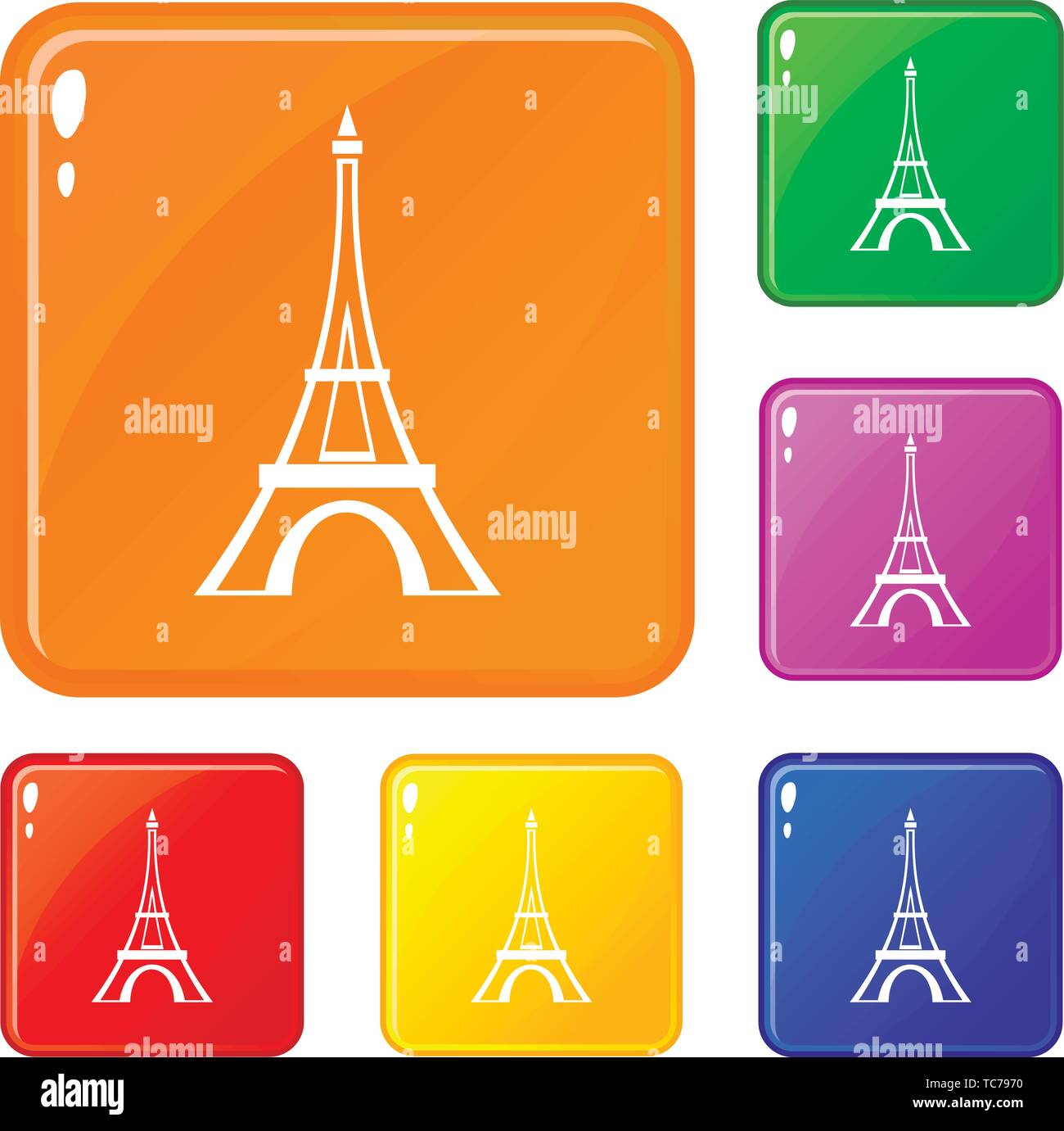 Eiffel tower icons set vector color Stock Vector Image & Art - Alamy