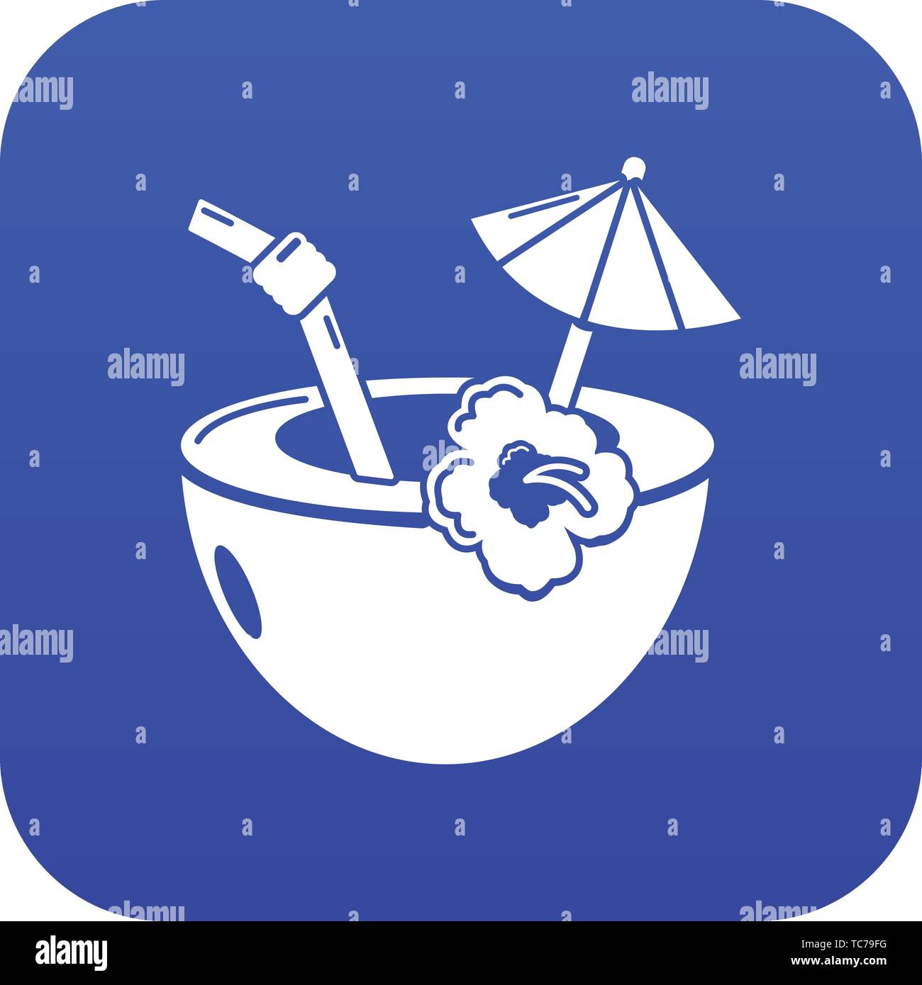 Coconut cocktail icon blue vector Stock Vector Image & Art - Alamy