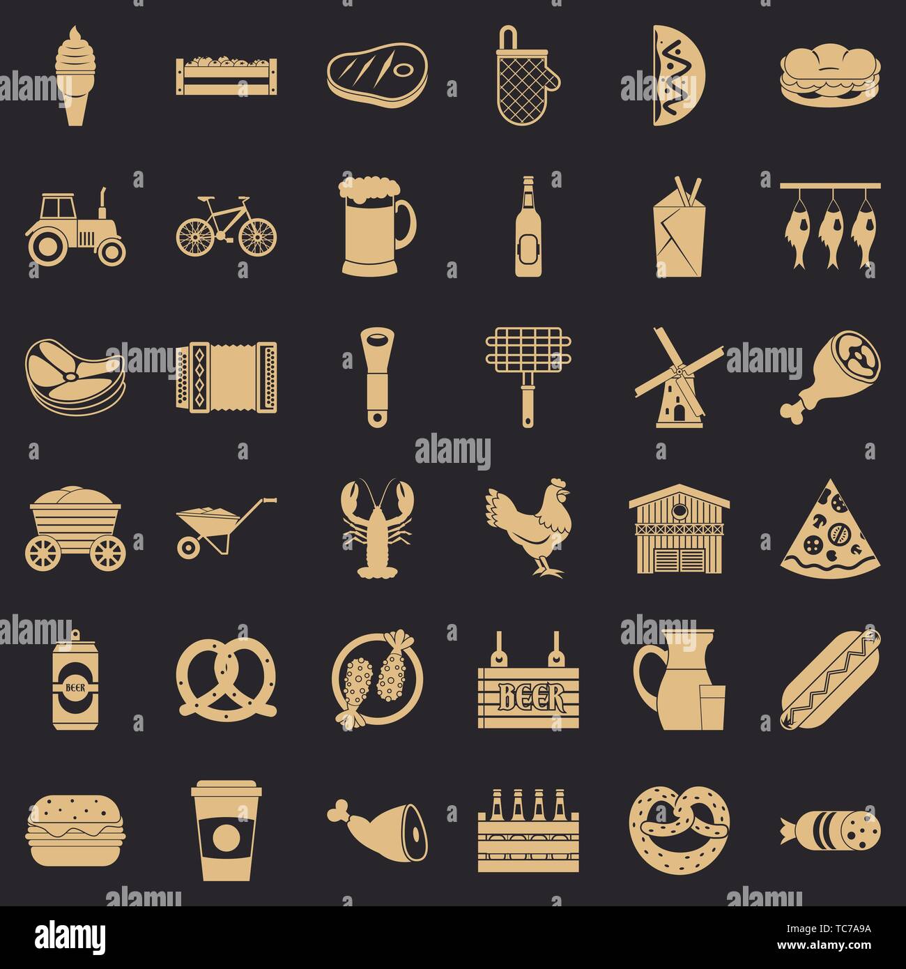 Gourmet food icons set, simple style Stock Vector Image & Art - Alamy