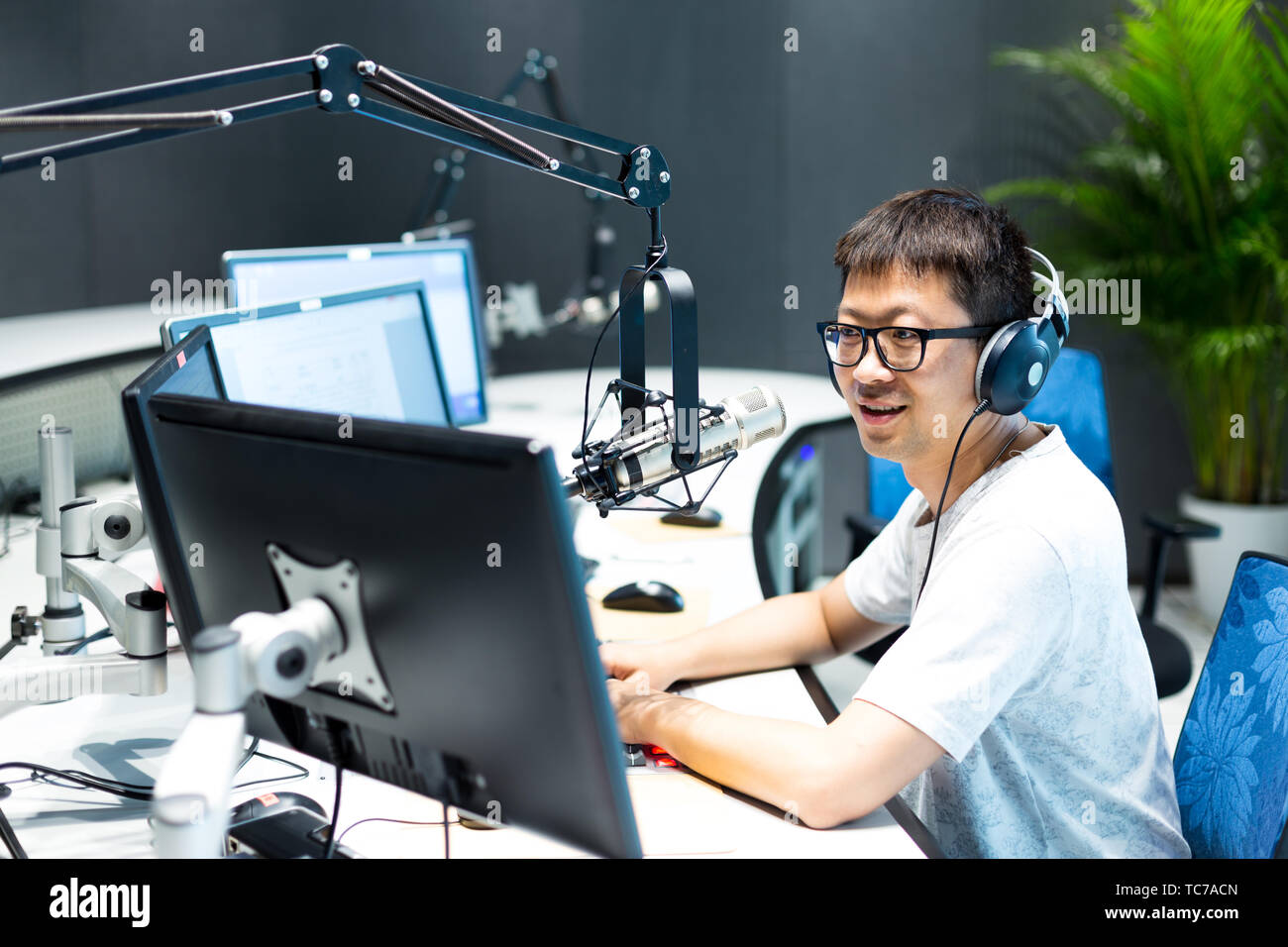 Young man dj works hi-res stock photography and images - Alamy