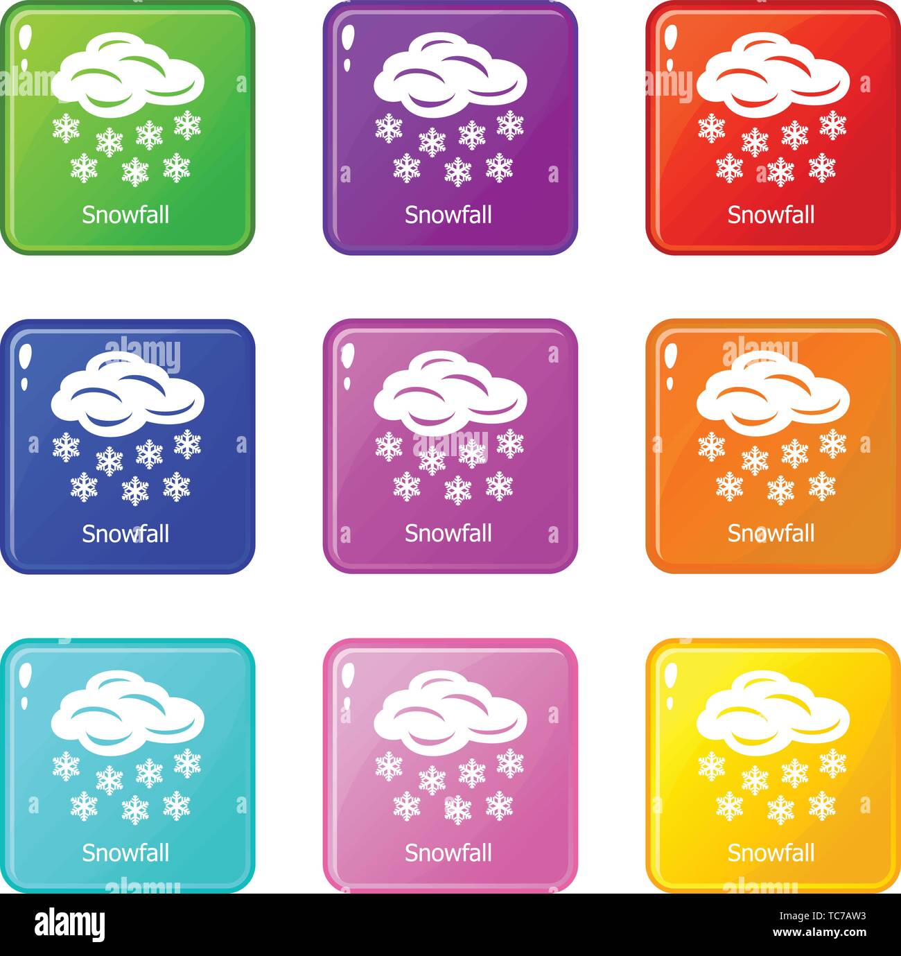 Snowfall icons set 9 color collection Stock Vector Image & Art - Alamy