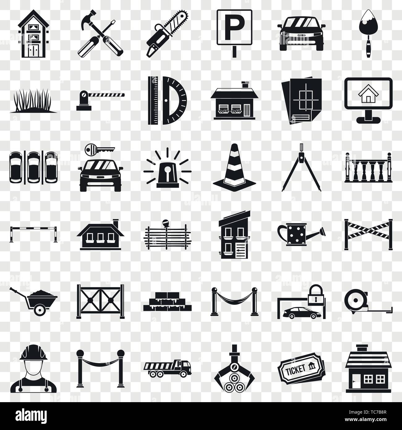 Fence icons set, simle style Stock Vector Image & Art - Alamy