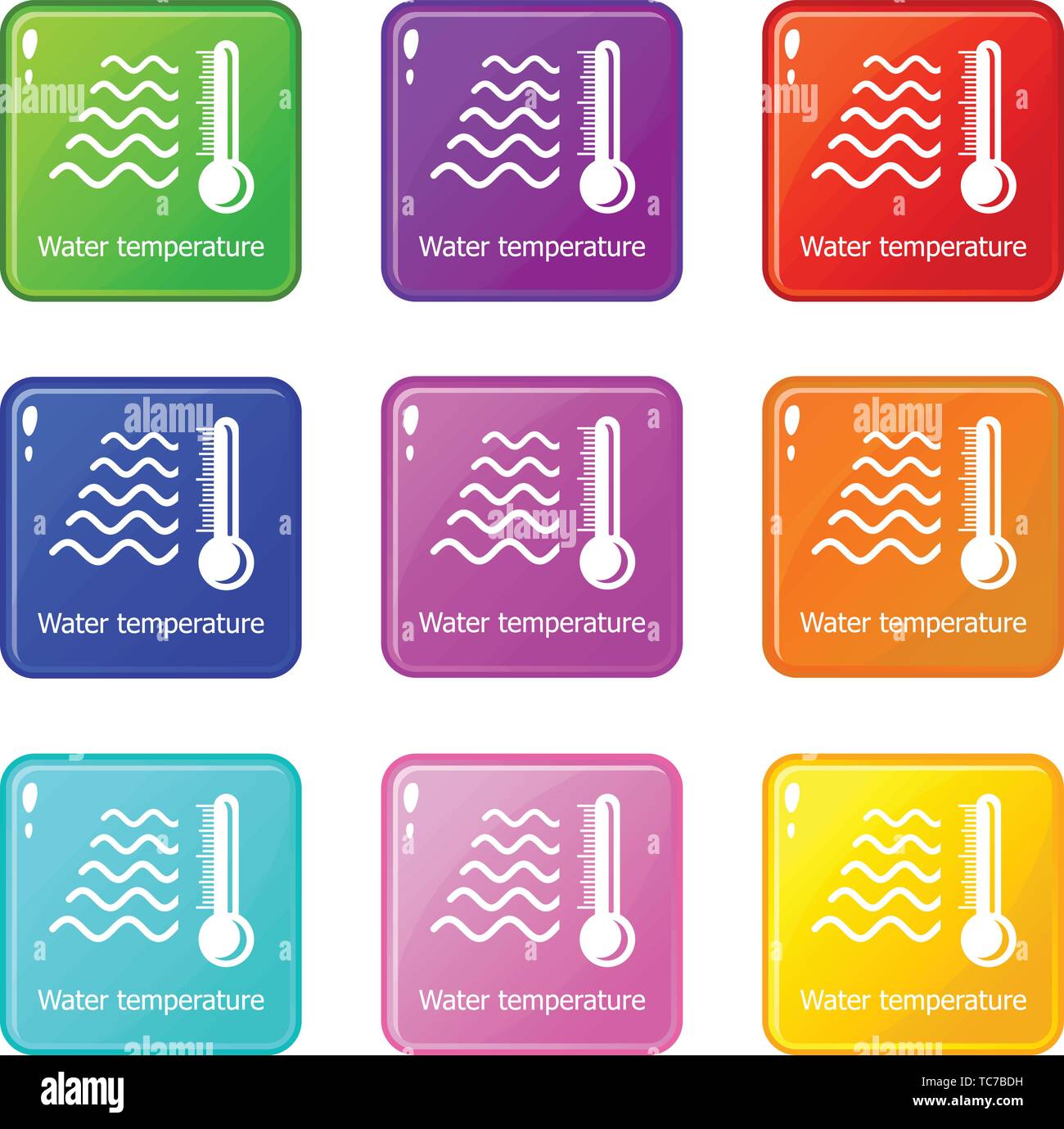 Water temperature icons set 9 color collection Stock Vector Image & Art ...