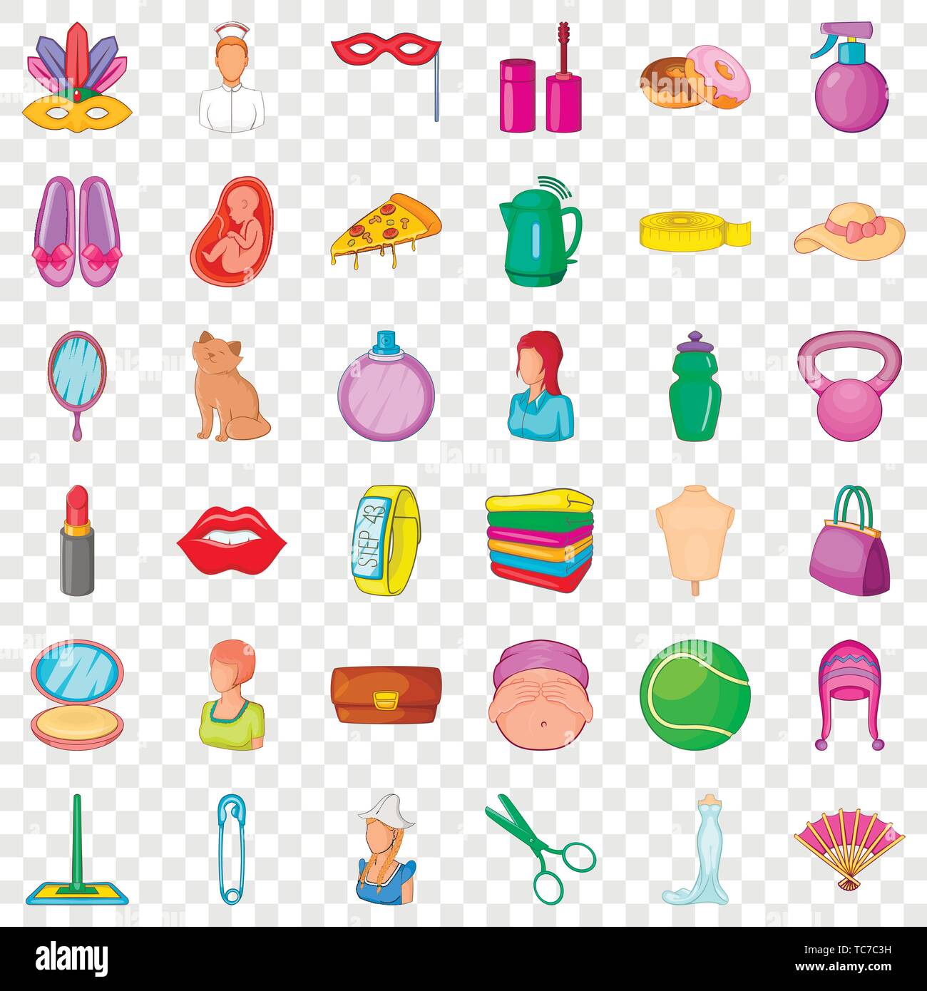 Mask icons set, cartoon style Stock Vector Image & Art - Alamy