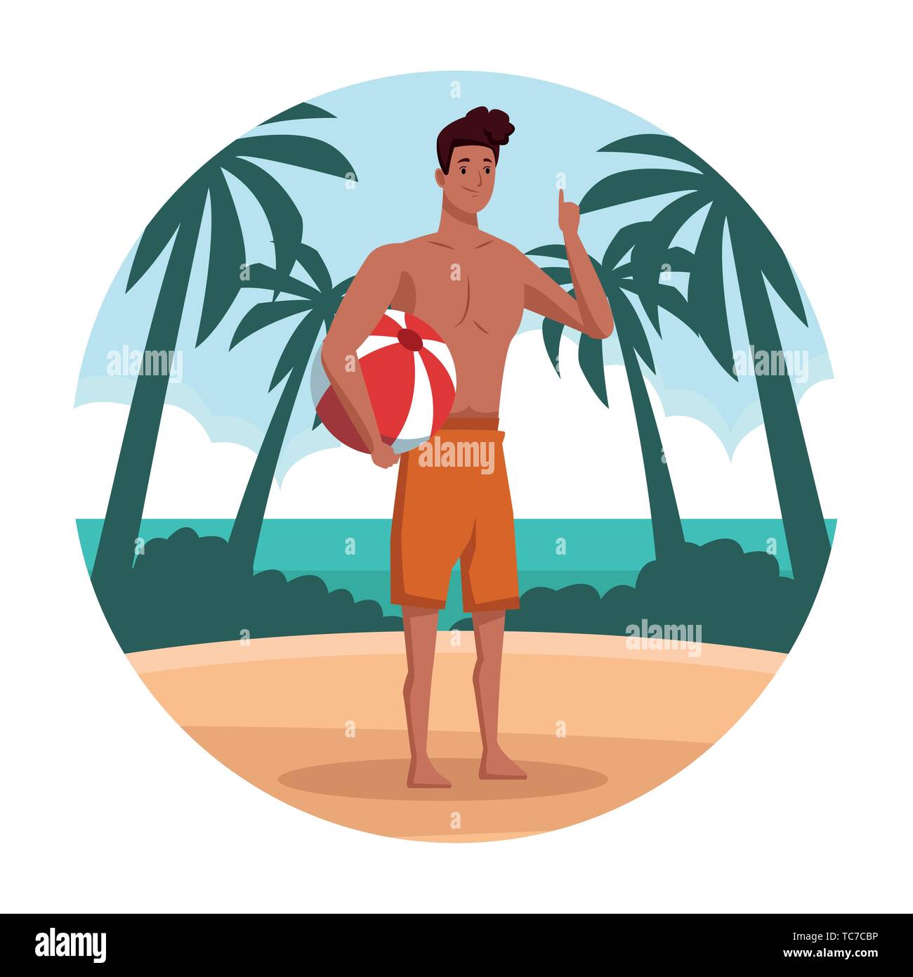 Young man at beach cartoon Stock Vector Image & Art - Alamy
