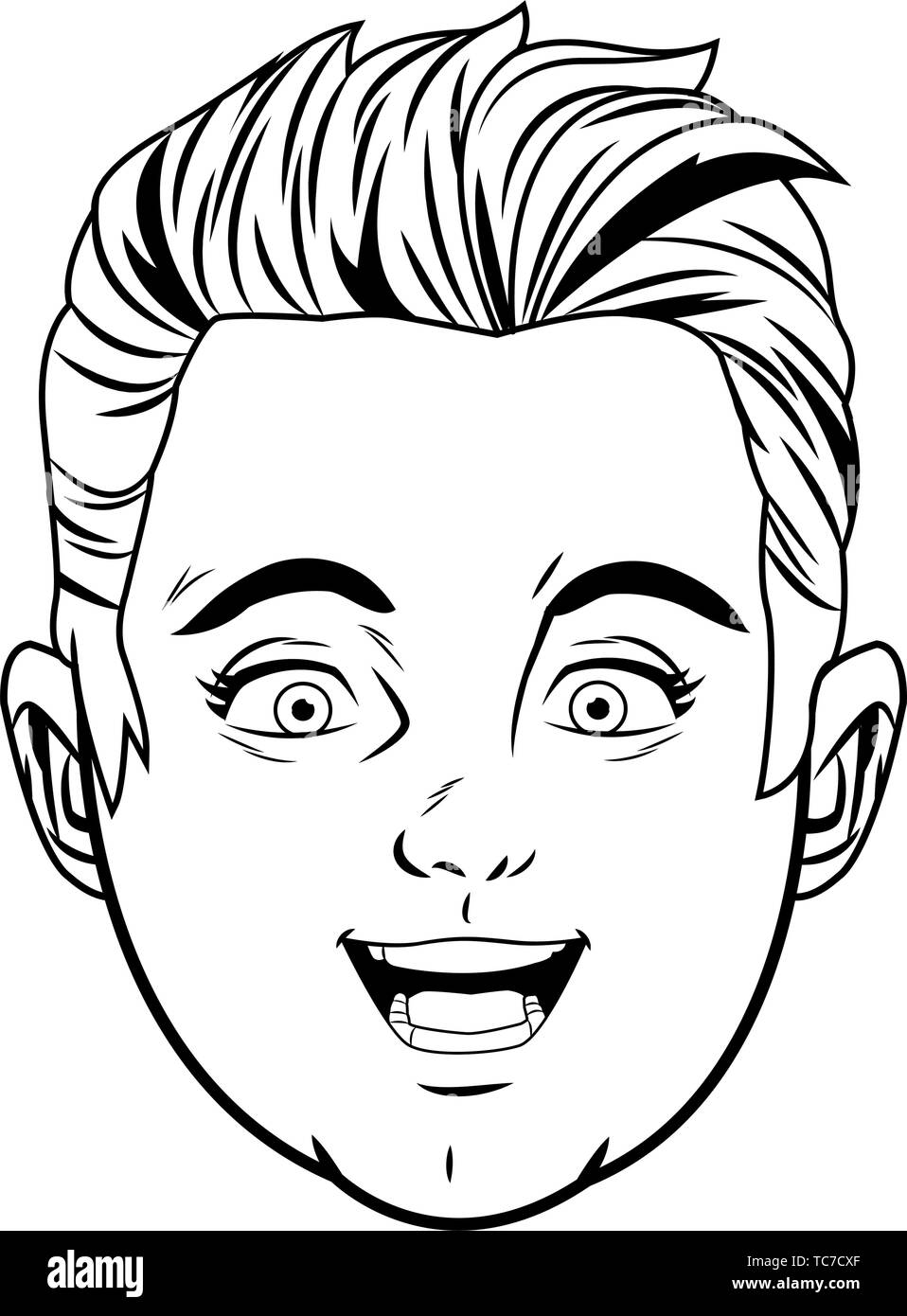 boy face avatar profile picture black and white Stock Vector Image ...