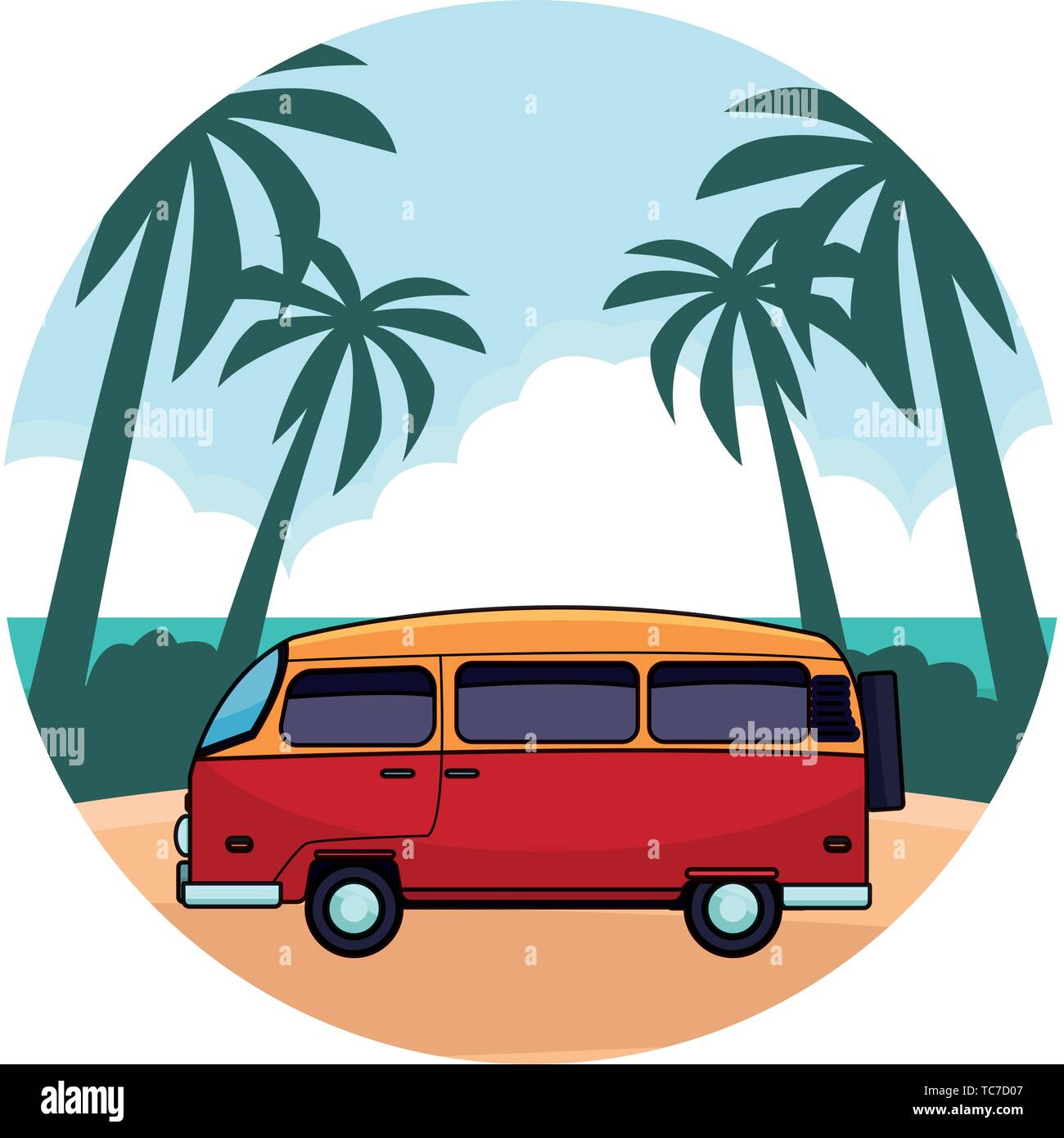 Retro vintage van vehicle cartoon Stock Vector Image & Art - Alamy