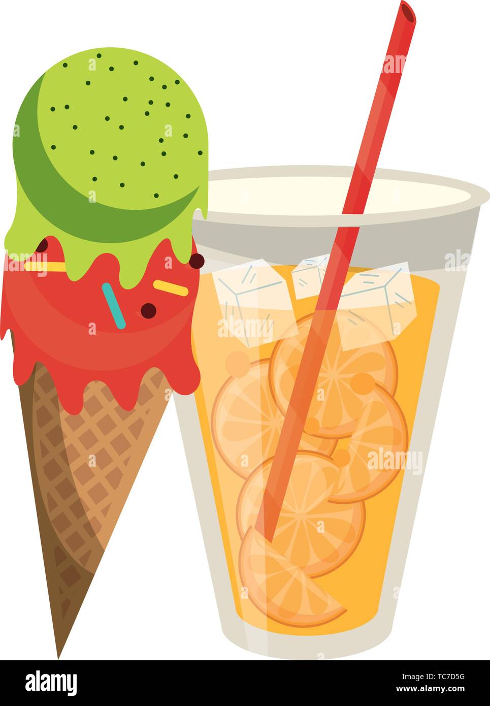 Orange juice cup and ice cream cone cartoon Stock Vector Image & Art ...