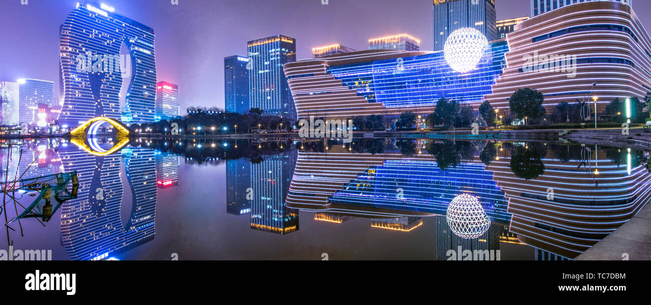Night view of the Binjiang River in Hangzhou Stock Photo - Alamy