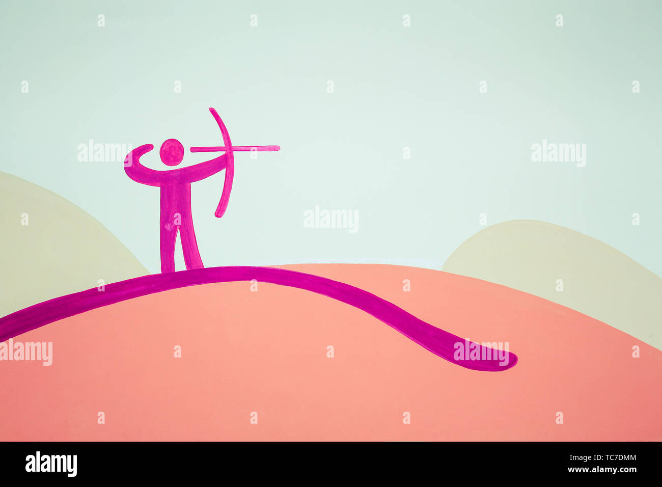 A pink archer painted on a wall Stock Photo - Alamy