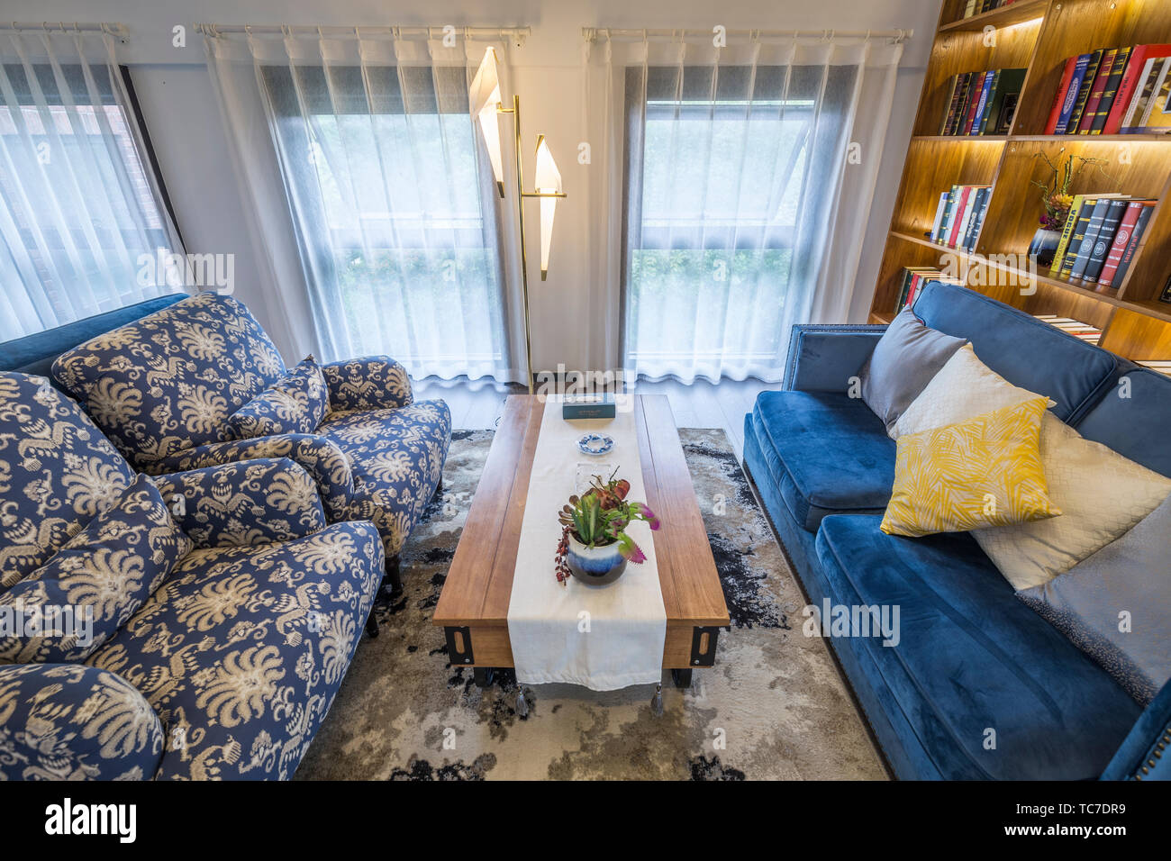 Design of interior design space of model room in modern living room ...