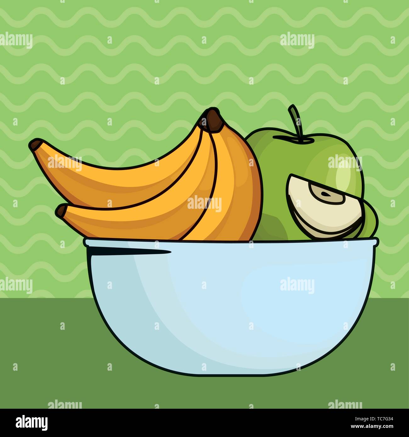 Fresh fruits in bowl cartoon Stock Vector Image & Art - Alamy