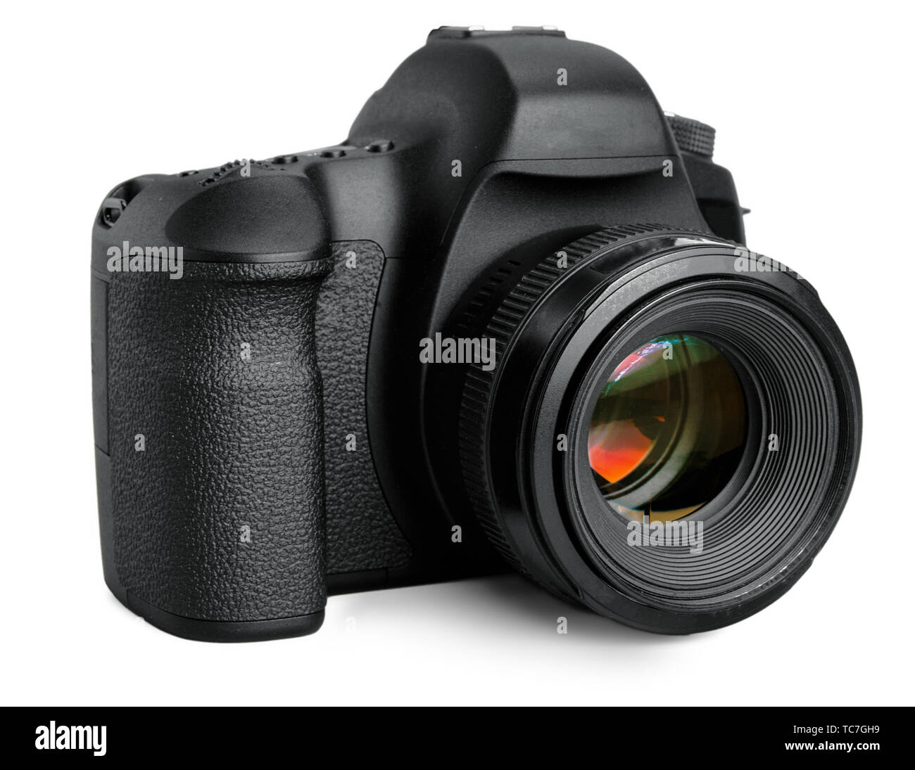 Black DSLR Camera isolated on white background Stock Photo - Alamy