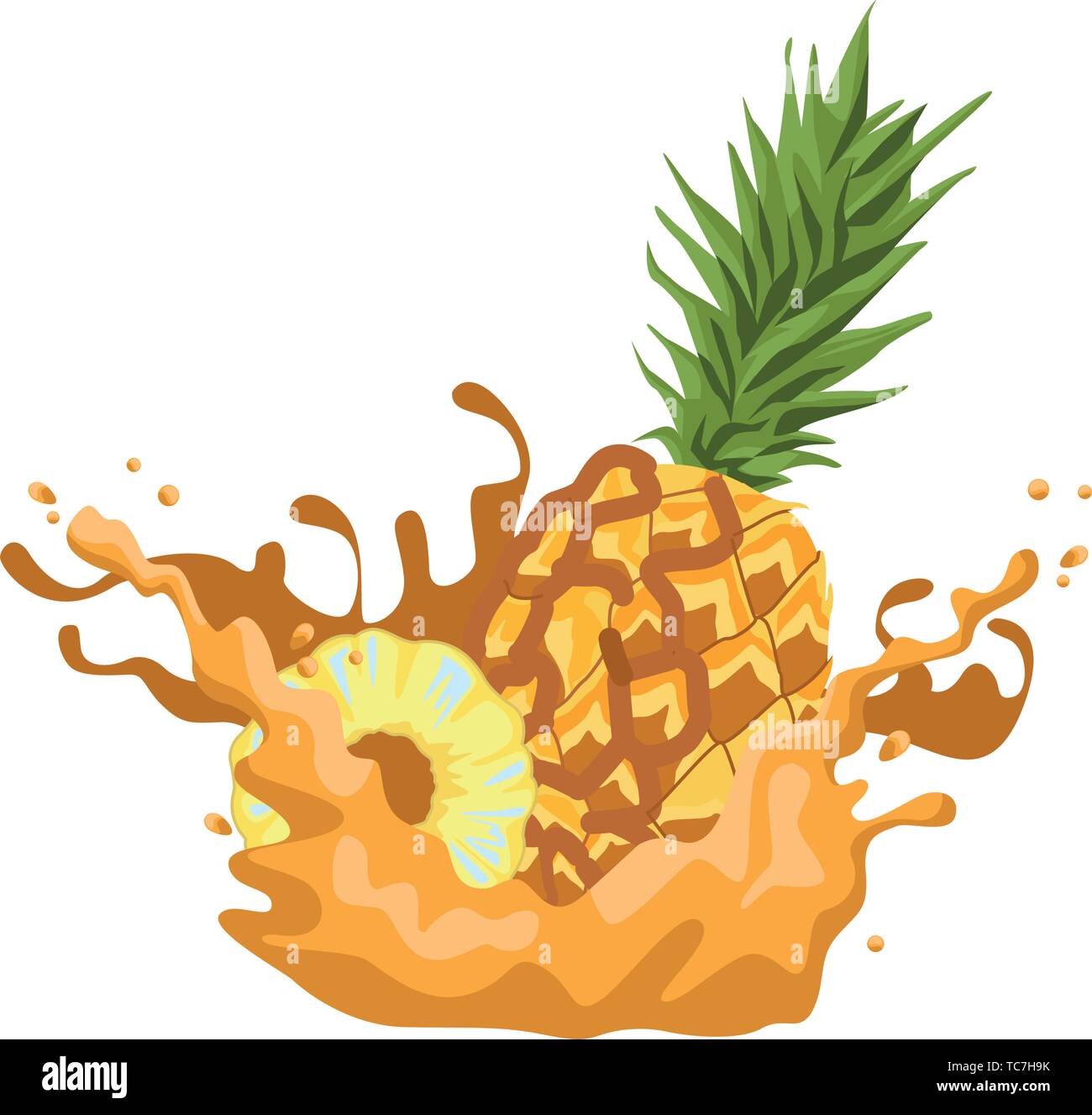Pineapple with resfreshment drink splash Stock Vector Image & Art - Alamy
