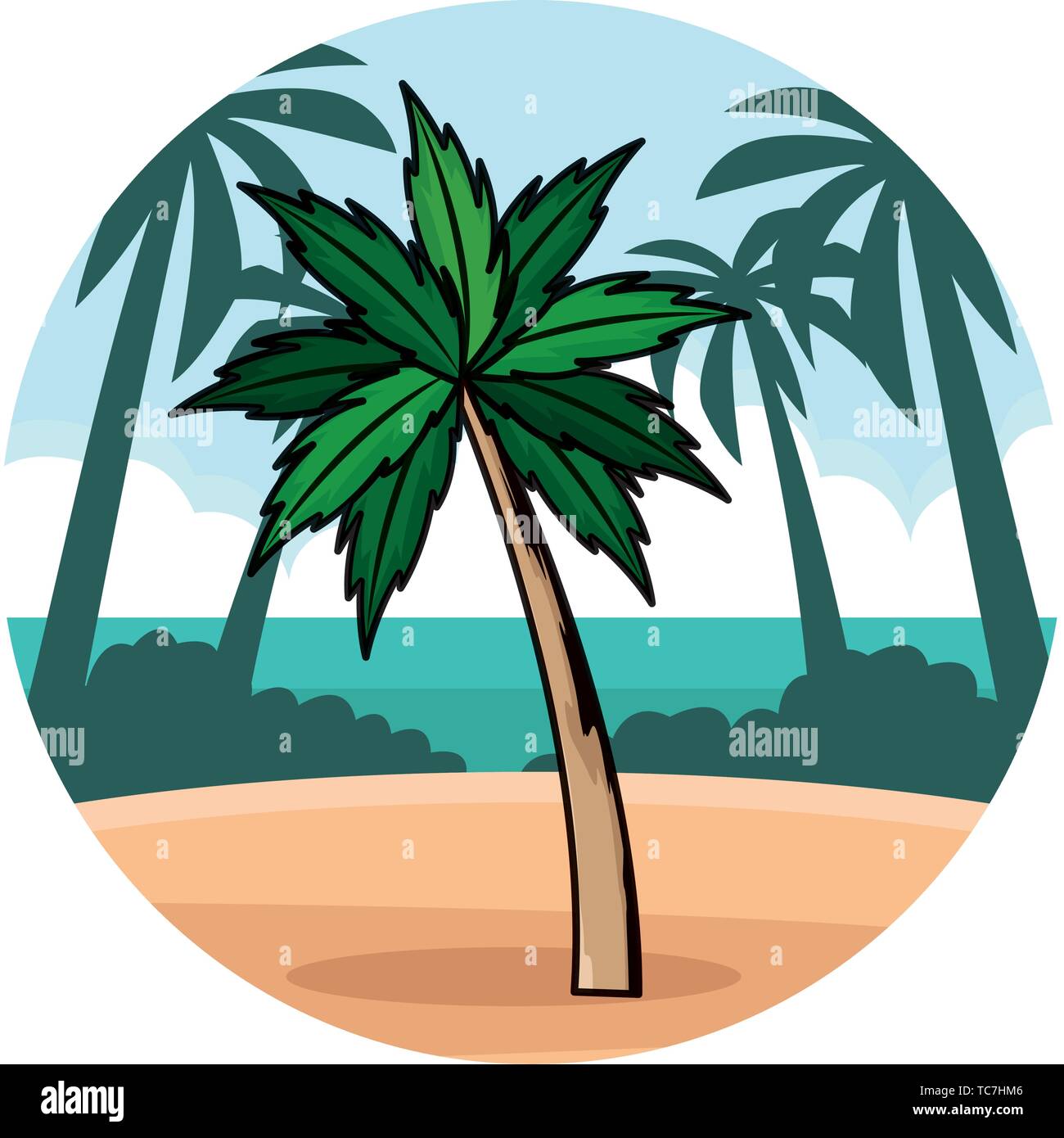Palm beach tree nature cartoon Stock Vector Image & Art - Alamy