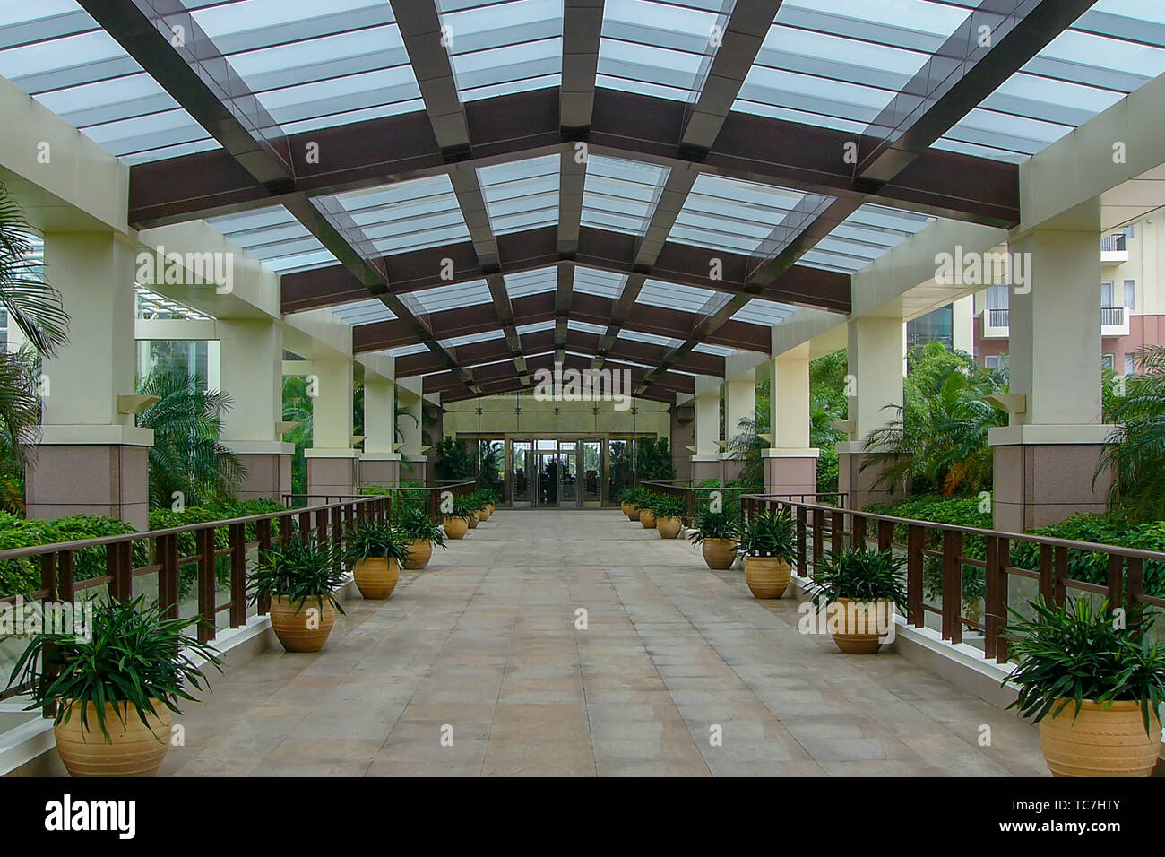 Ceiling property motionless buildings hainan outdoor promenade corridor ...